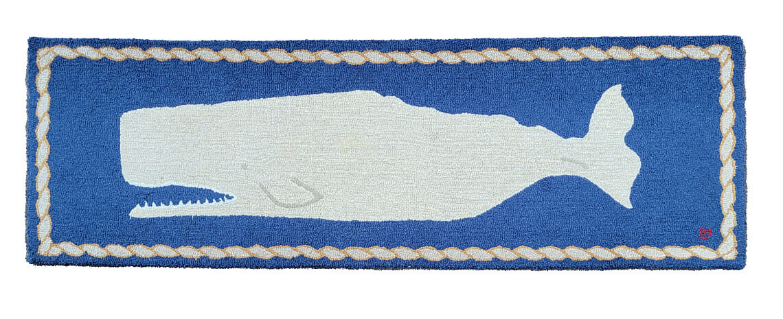 Contemporary "Moby Dick" White Sperm Whale Hooked Rug - Contemporary ...