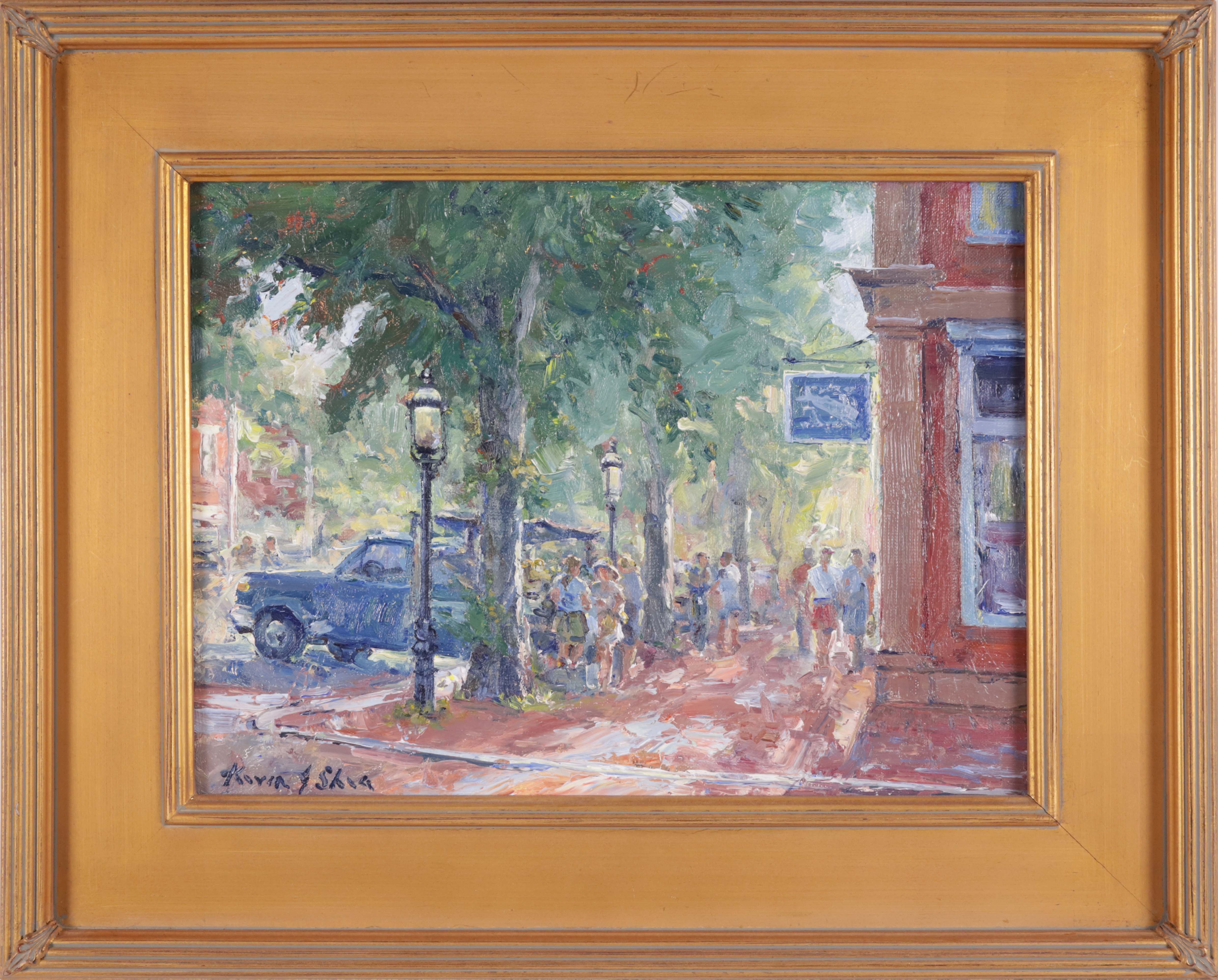 Kevin Shea Oil on Masonite "Downtown Nantucket" - Kevin Shea Oil on ...