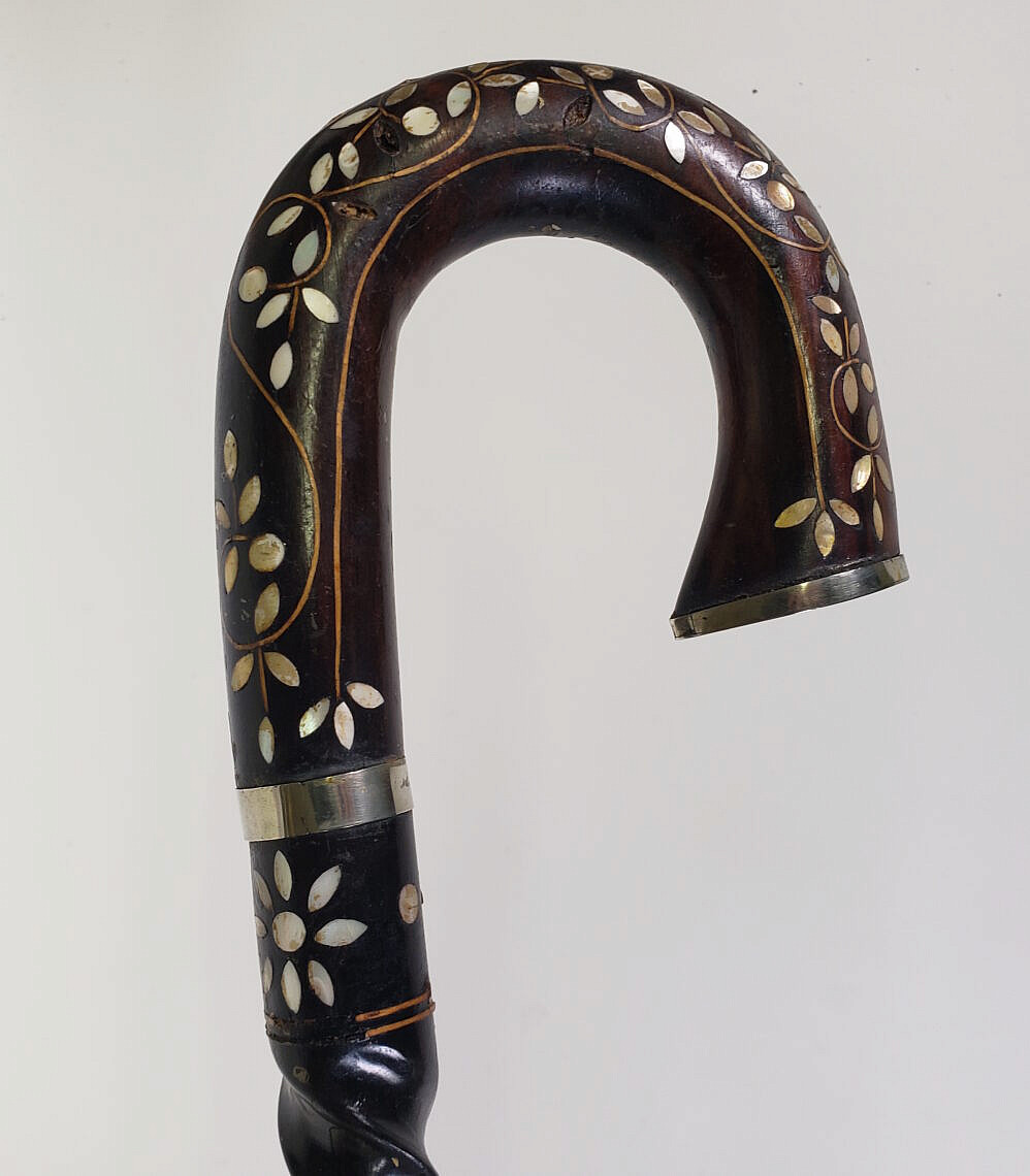 Mother of Pearl Inlaid Cane - Vintage Exotic Wood and Mother of Pearl ...