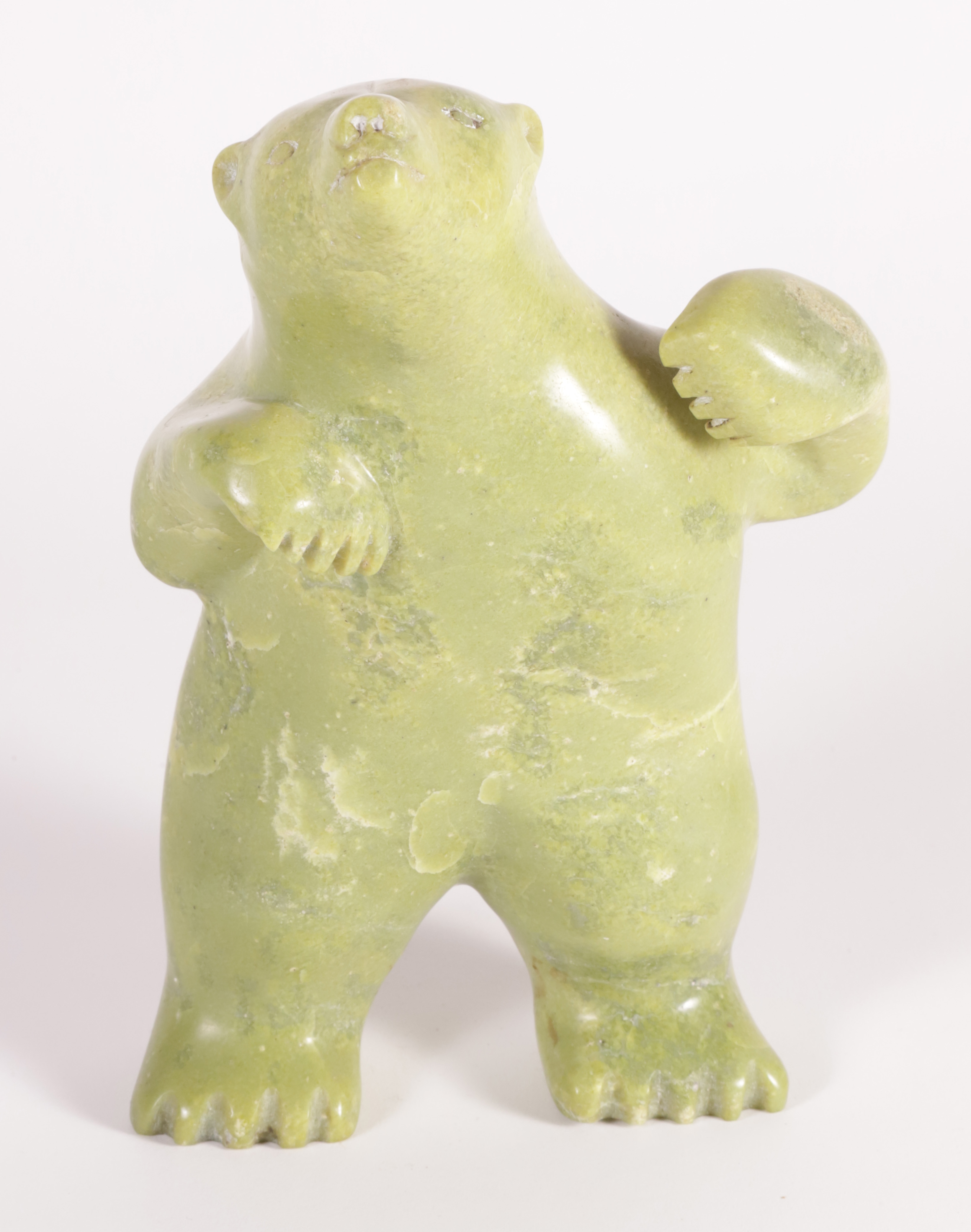 Inuit Hand Carved Green Stone Standing Polar Bear - Inuit Hand Carved ...