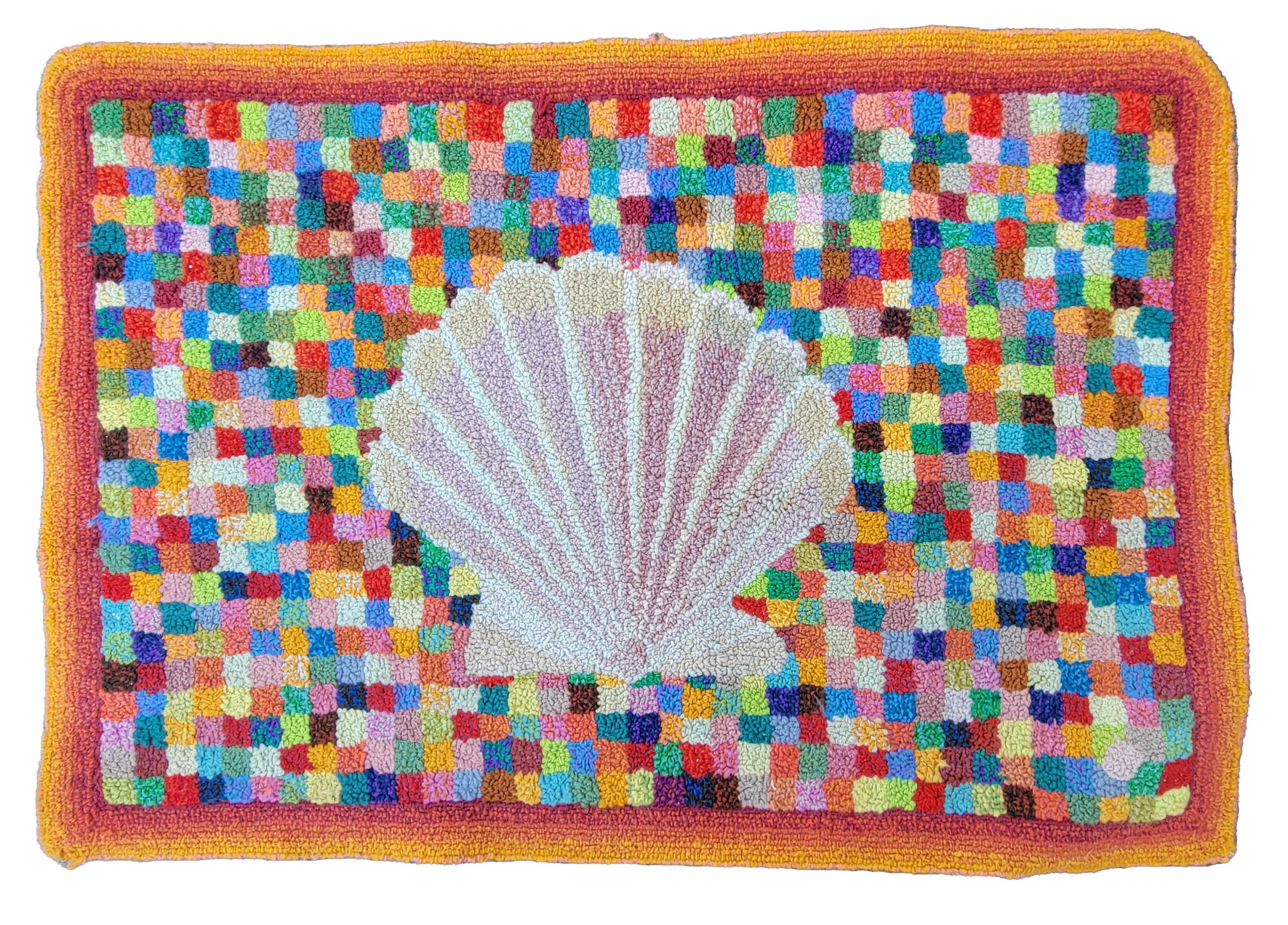 Jerry Carl Designed and Hand-Hooked Scallop Shell Hooked Rug circa 1994 ...