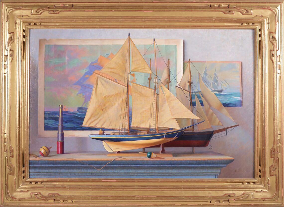Sidney F. Willis Acrylic on Masonite "Old Sailors" - Sidney F. Willis Acrylic on Masonite "Old ...
