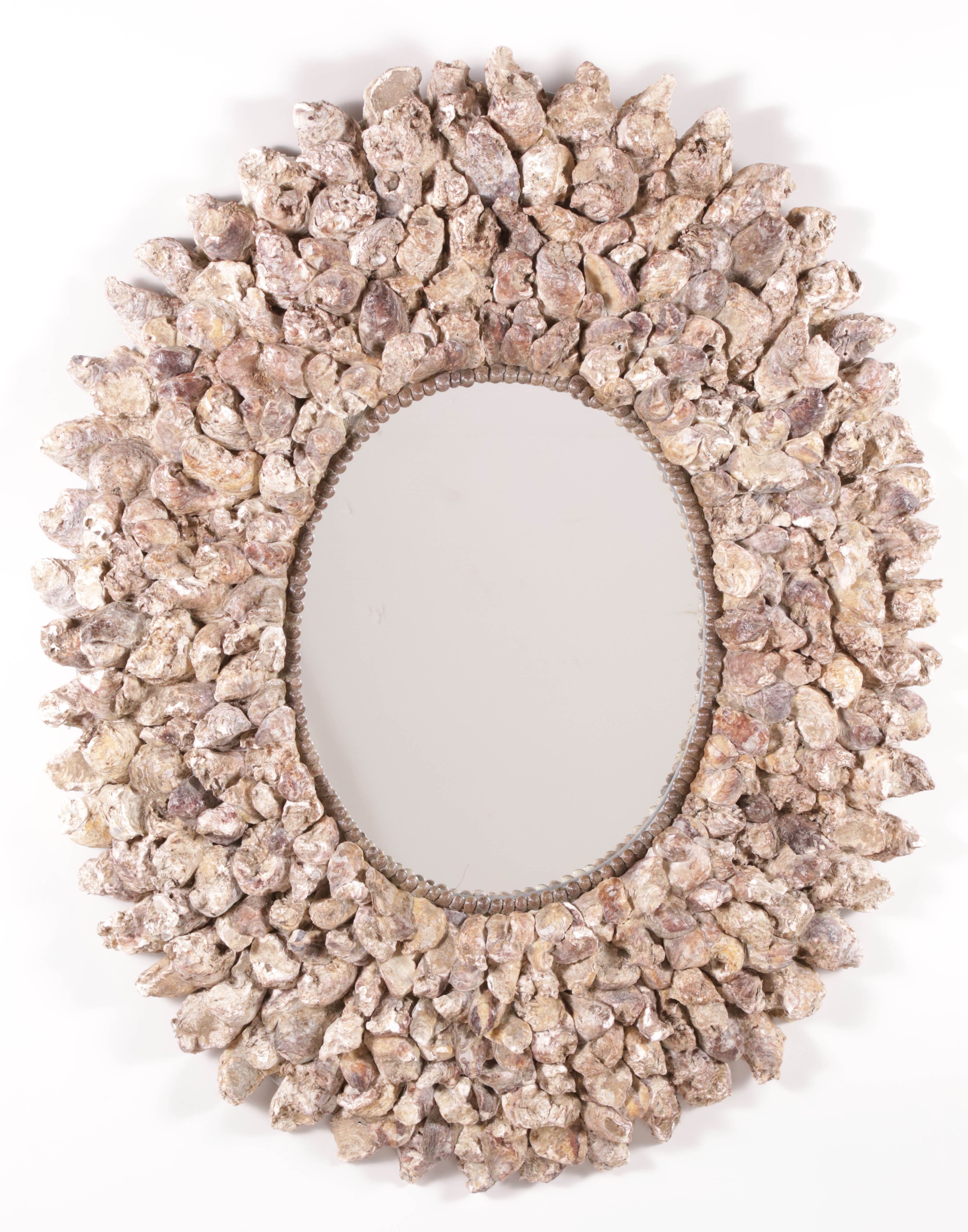 Large Contemporary Nautical Oyster Shell Encrusted Oval Mirror - Large ...