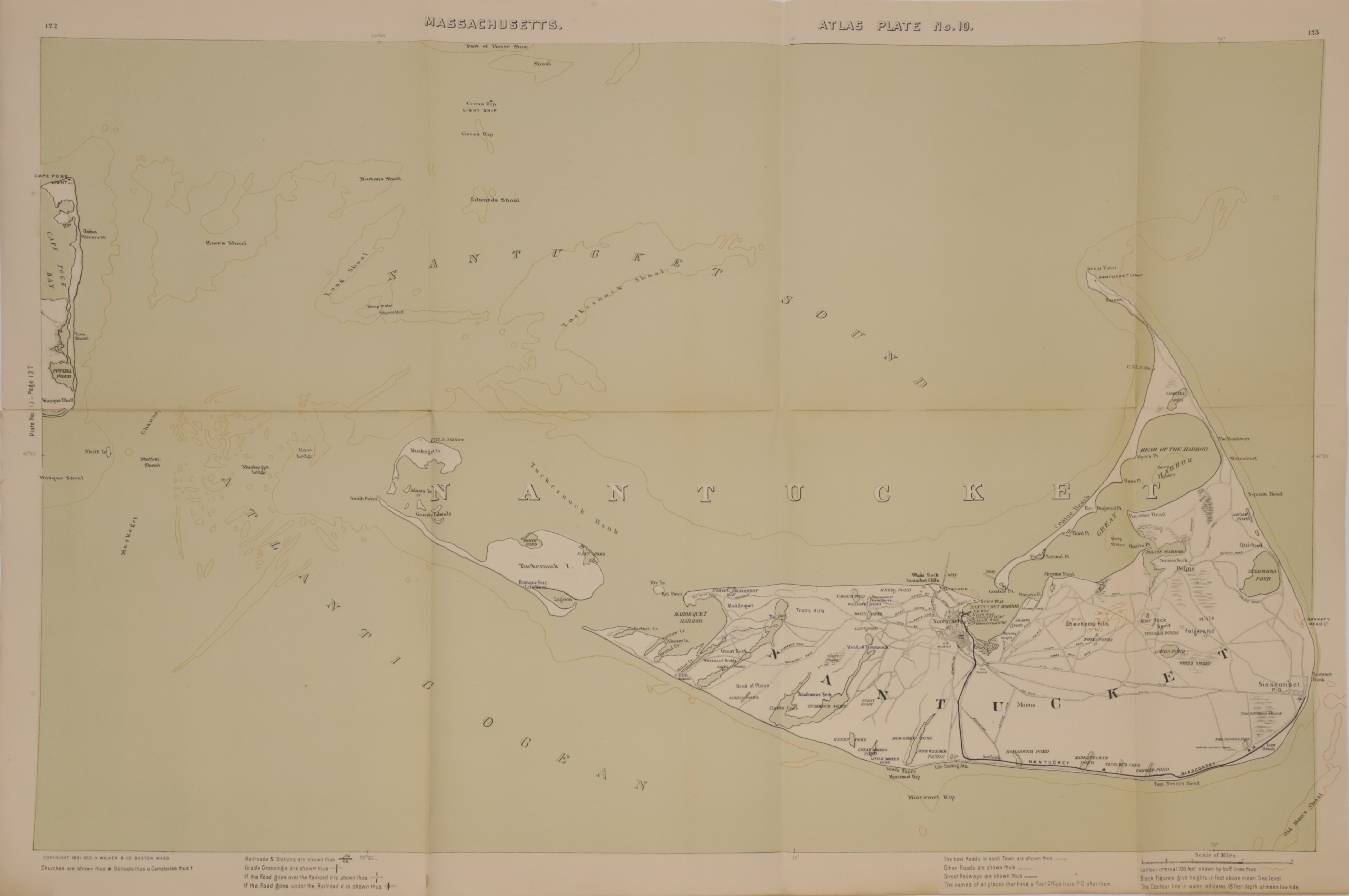 Antique 1891 George H. Walker Massachusetts Atlas Plate Map of ...