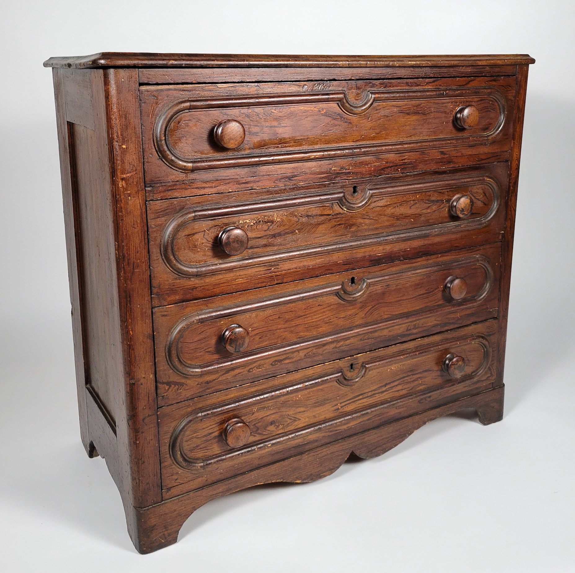 Antique 19th C. New England Faux Grain Paint Decorated Chest of Drawers ...