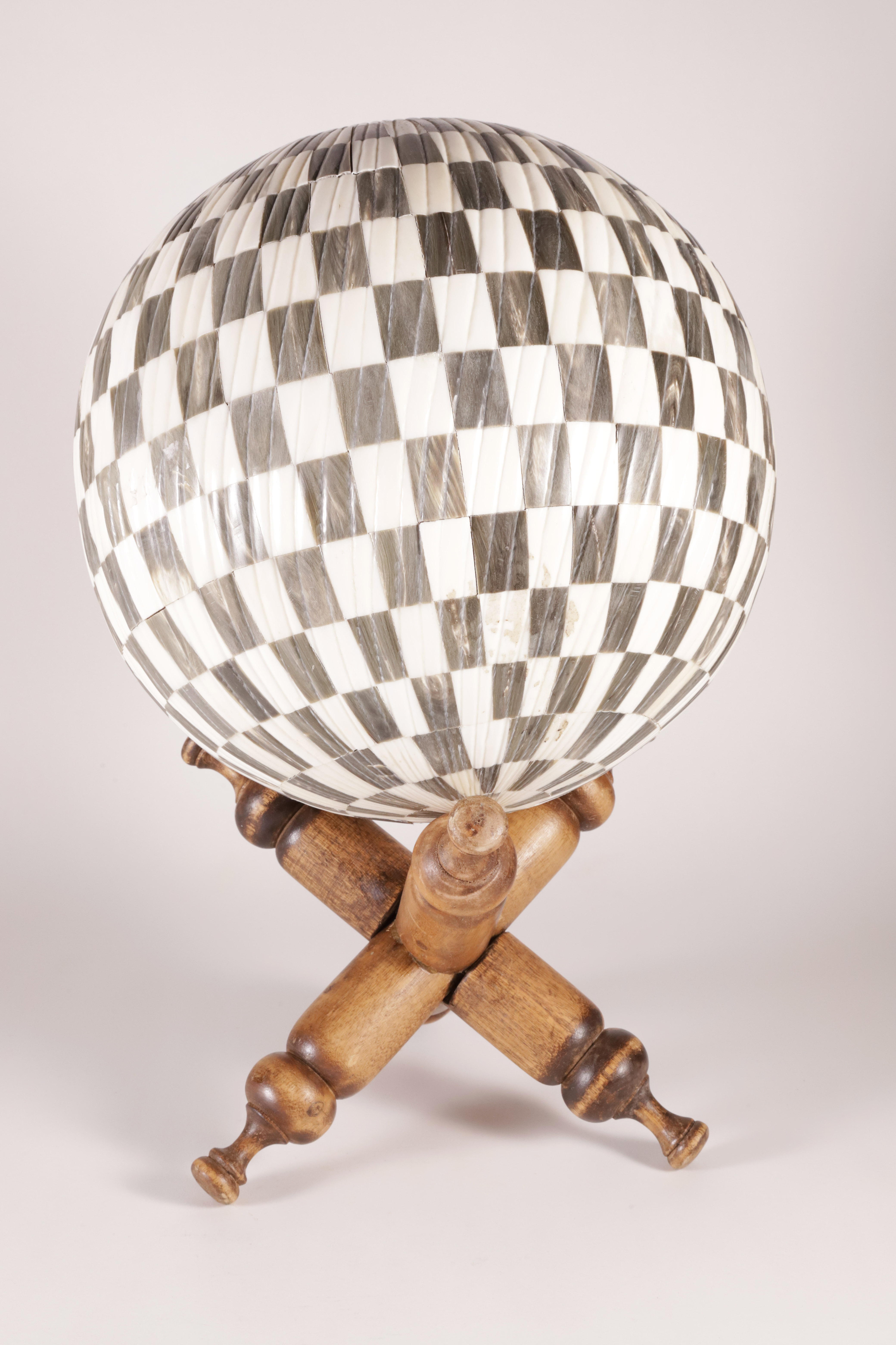 Dyed Bone Checkered Pattern Sphere on Wood Jax Stand - Dyed Bone ...