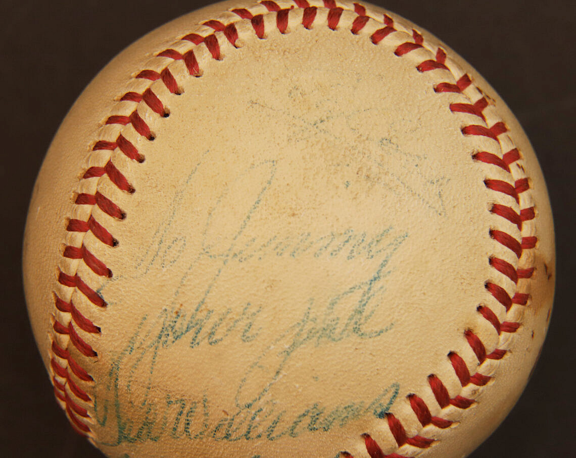 1960s Signed New York Yankees Baseball Ty Cobbs Ted Williams - 1958 ...