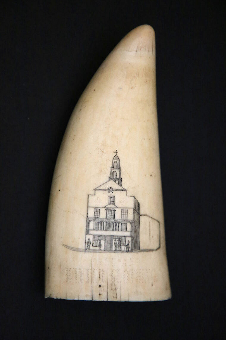 Scrimshaw Whale Tooth 19th Century Depicting Old State House ...