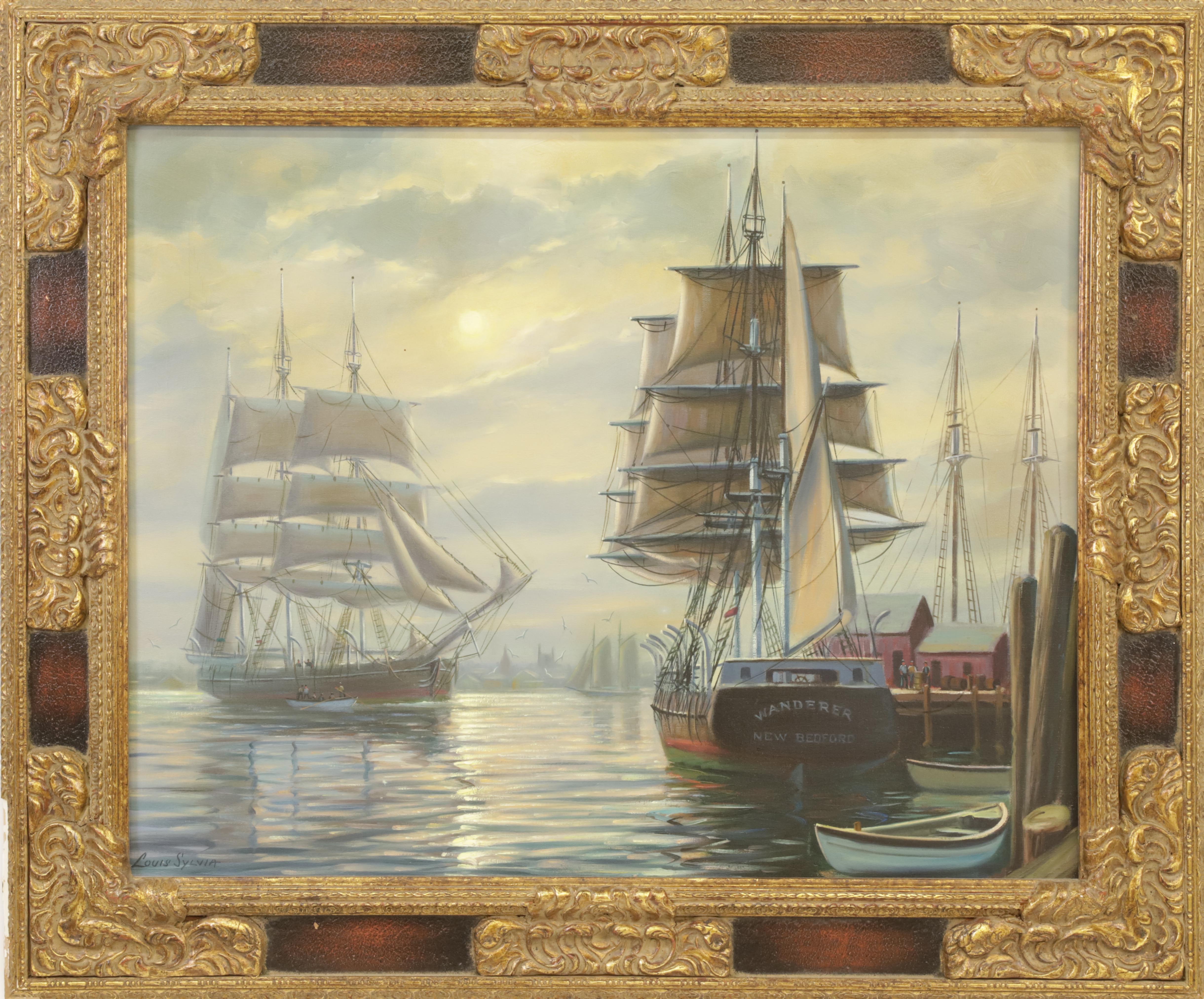 Louis Sylvia Oil on Canvas "Portrait of the Whale Ship Wanderer ...