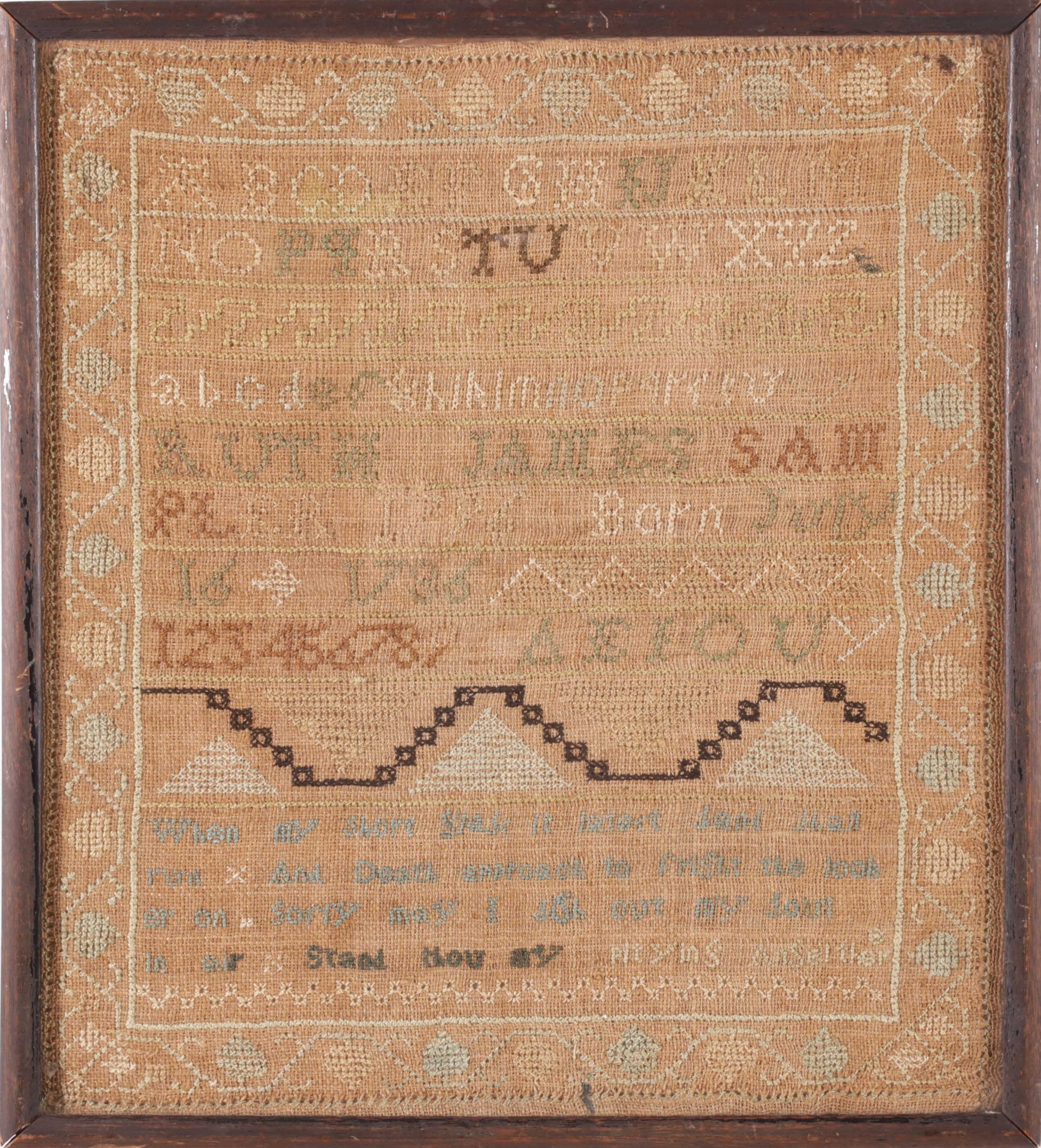 Ruth James School Girl Sampler 18Th Century 1796 - Ruth James School ...