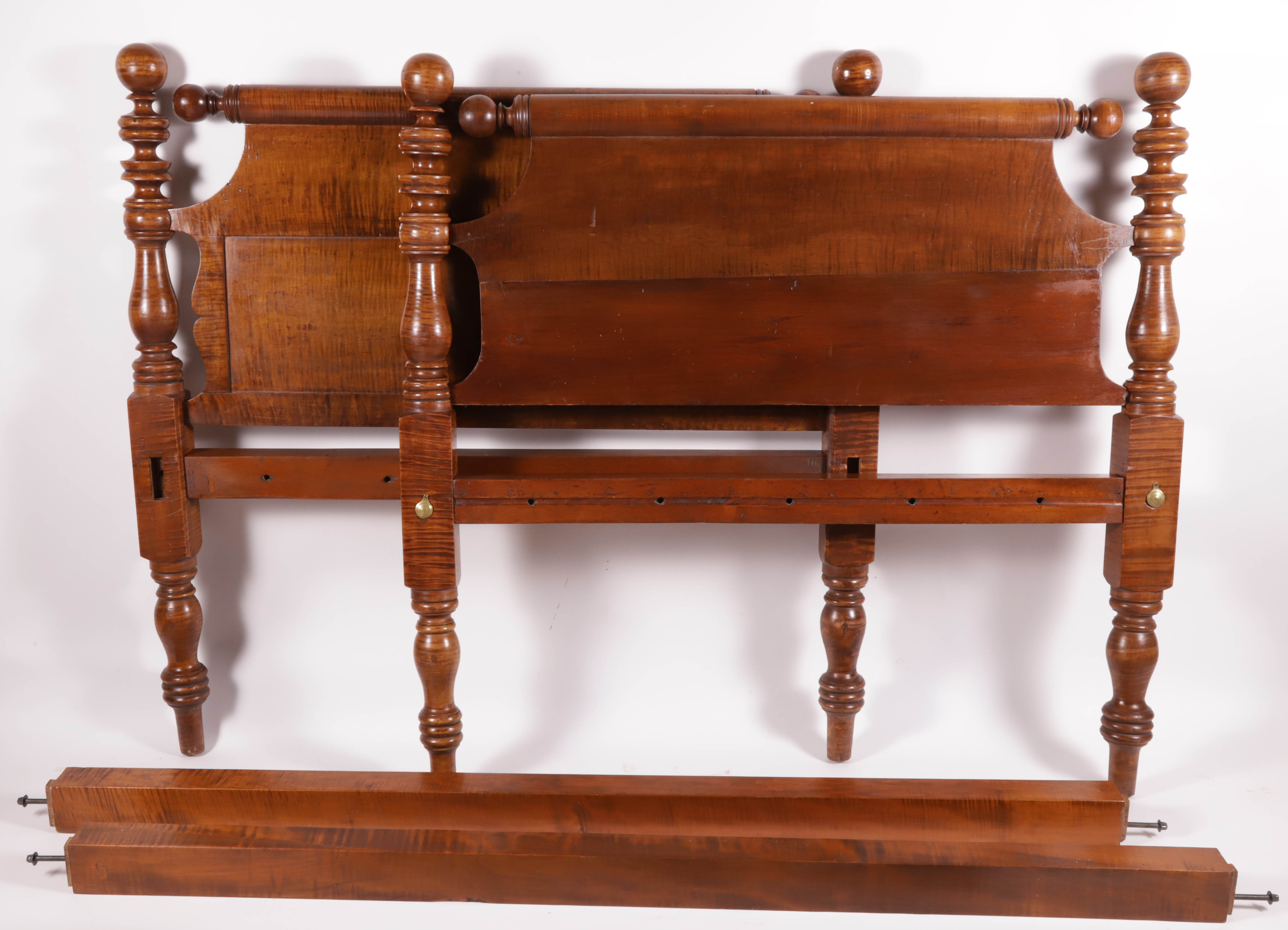 American Tiger Maple Four-Poster Cannon Ball Bed circa 1840 - American ...