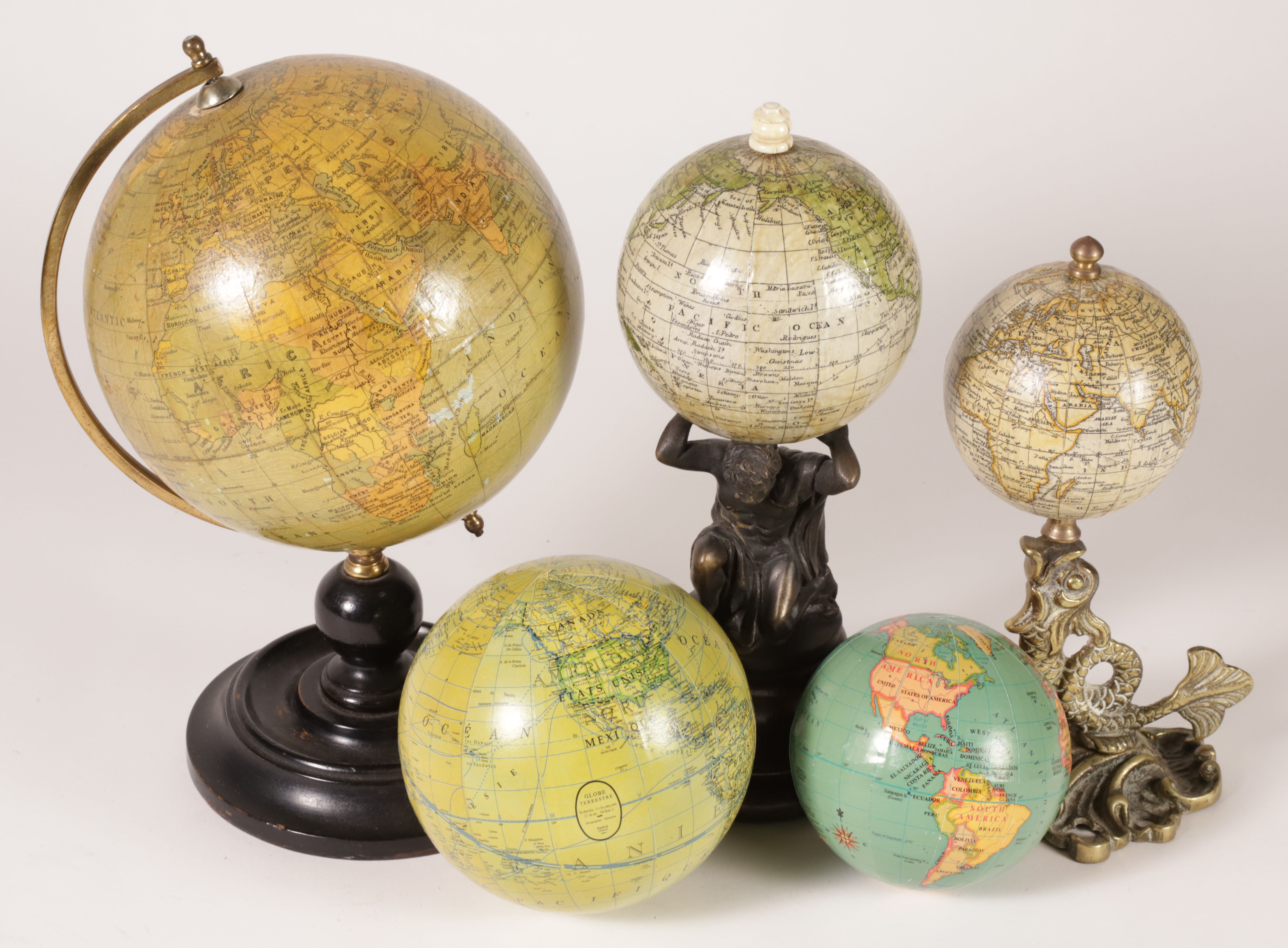 Phillips 6 in. Terrestrial Desk Globe 20th Century - Collection of Five ...
