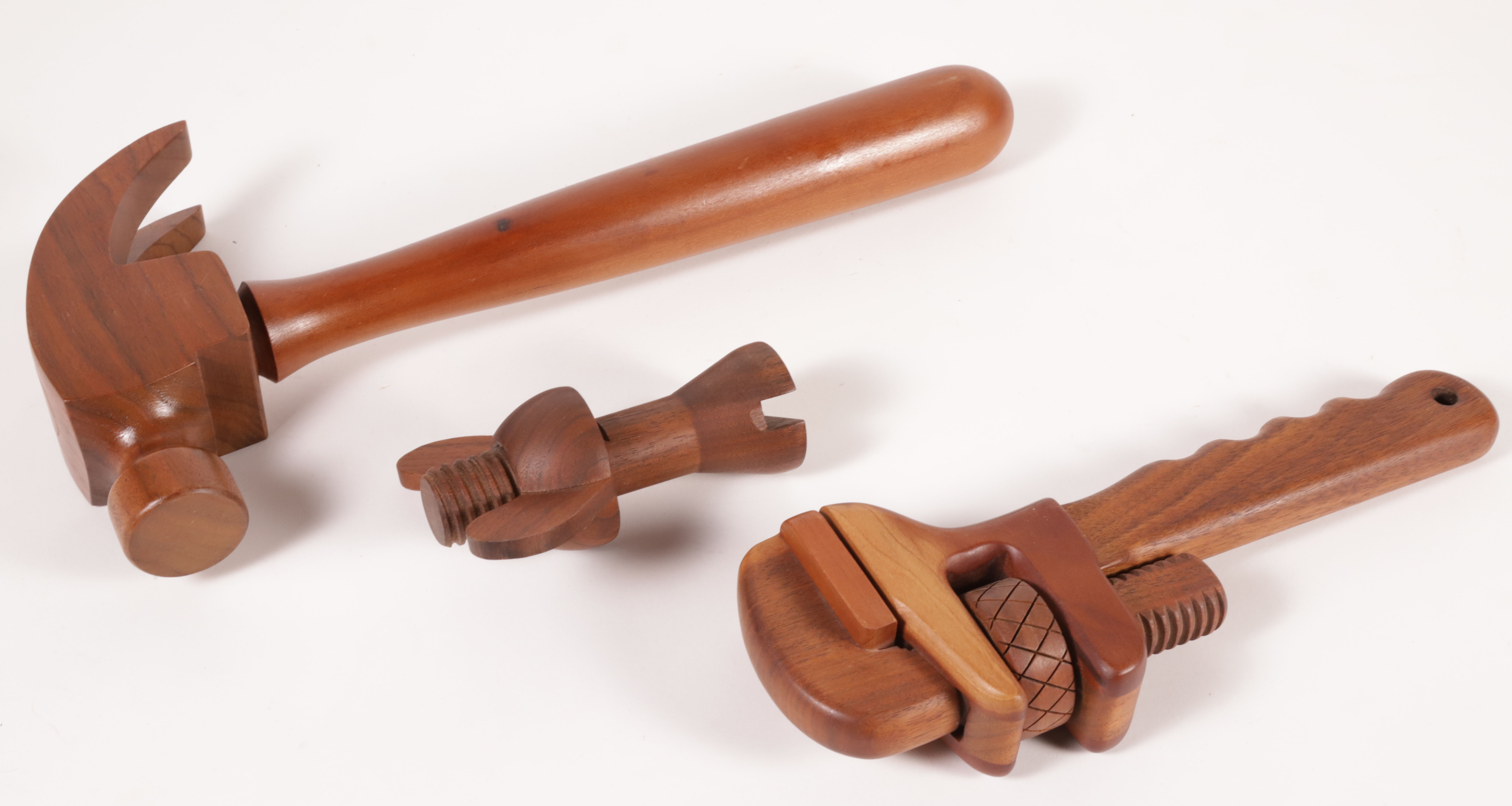 Three Contemporary Carved Wood Models of Carpenters Tools - Three ...