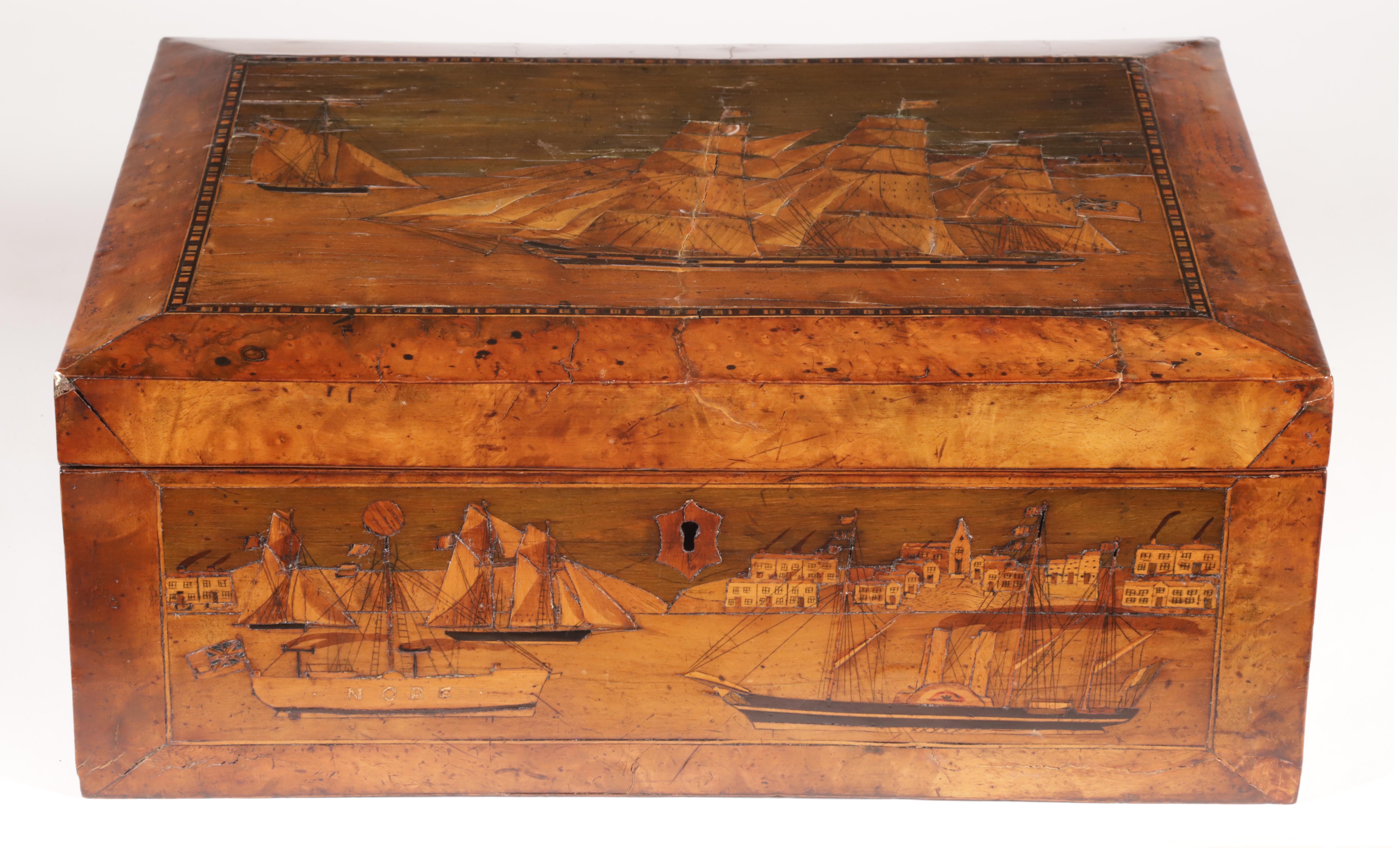 Fine "Trinity House" Burl Walnut and Marquetry Work Box circa 1870 ...