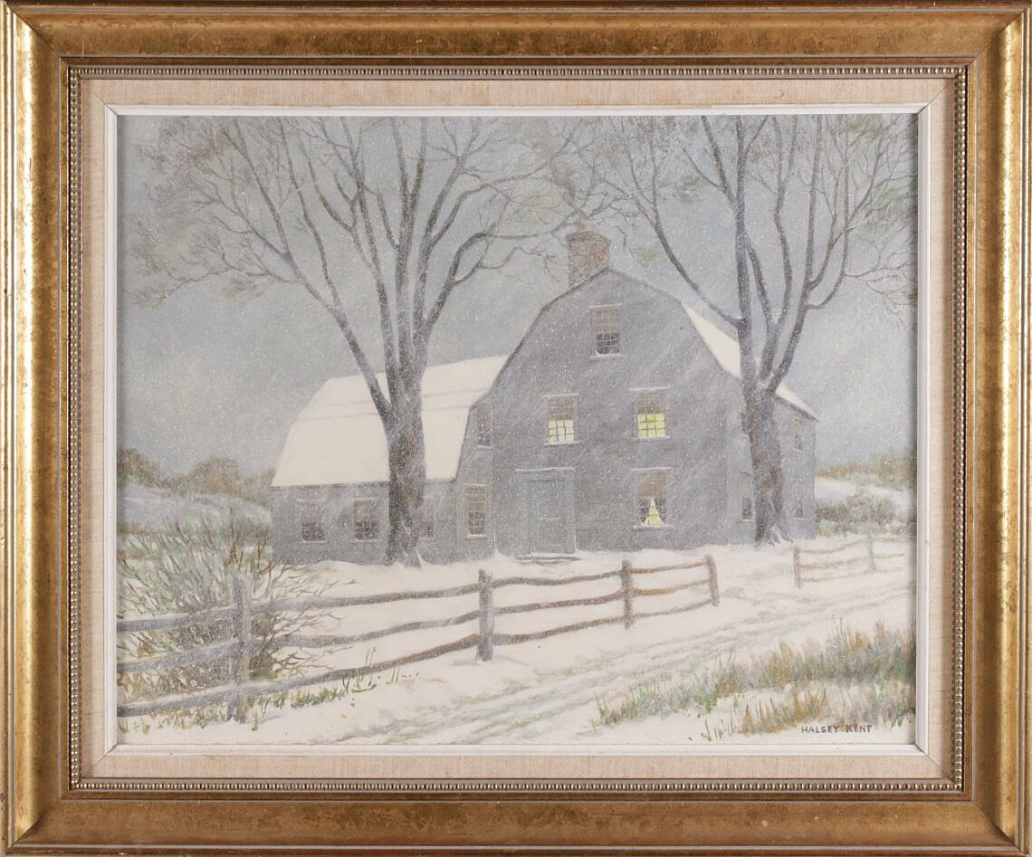Halsey Kent Acrylic on Board "Jonathan Ashley House 1705 Deerfield ...