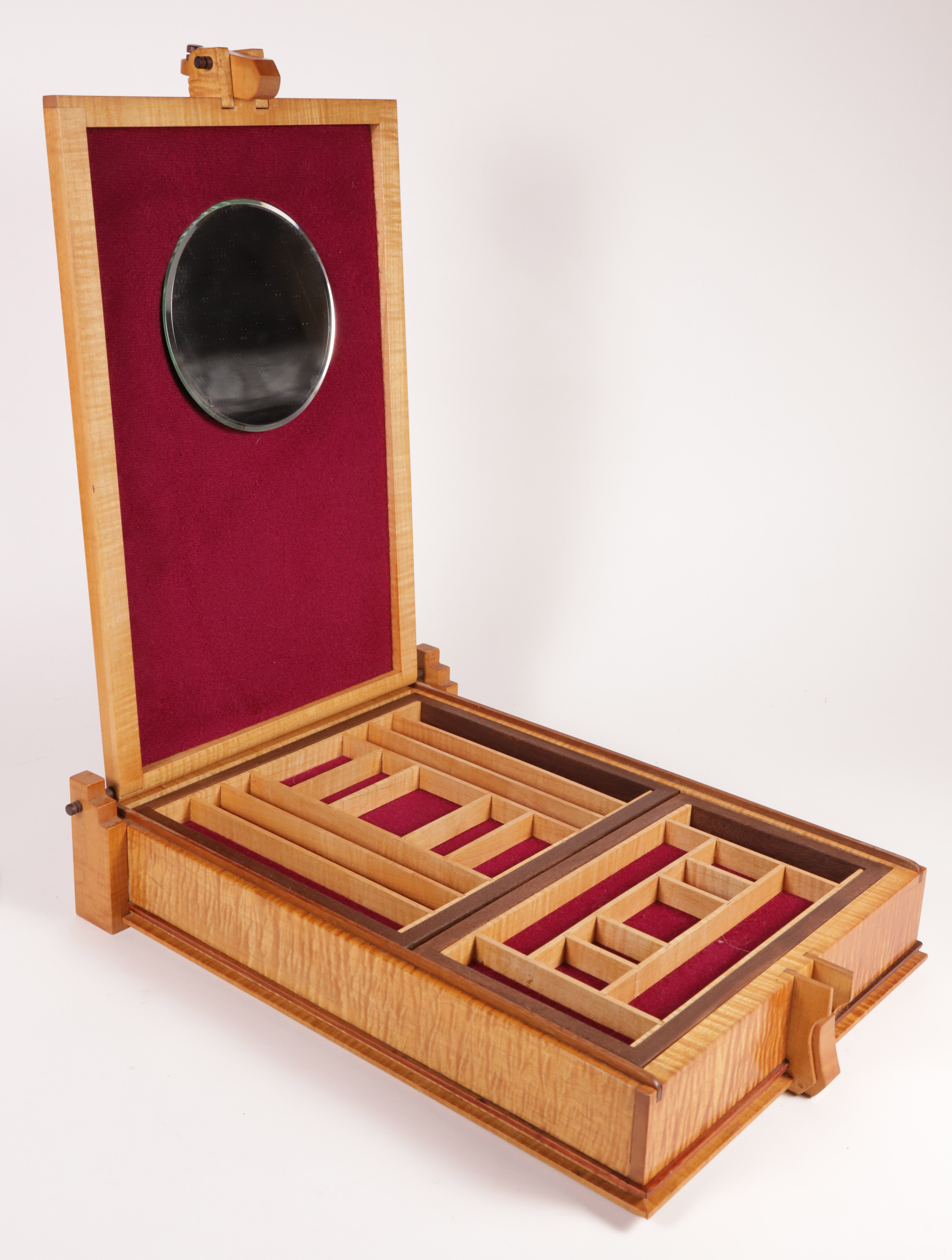 Tiger Maple Lift Top Jewelry Box 20th Century - Tiger Maple Lift Top ...