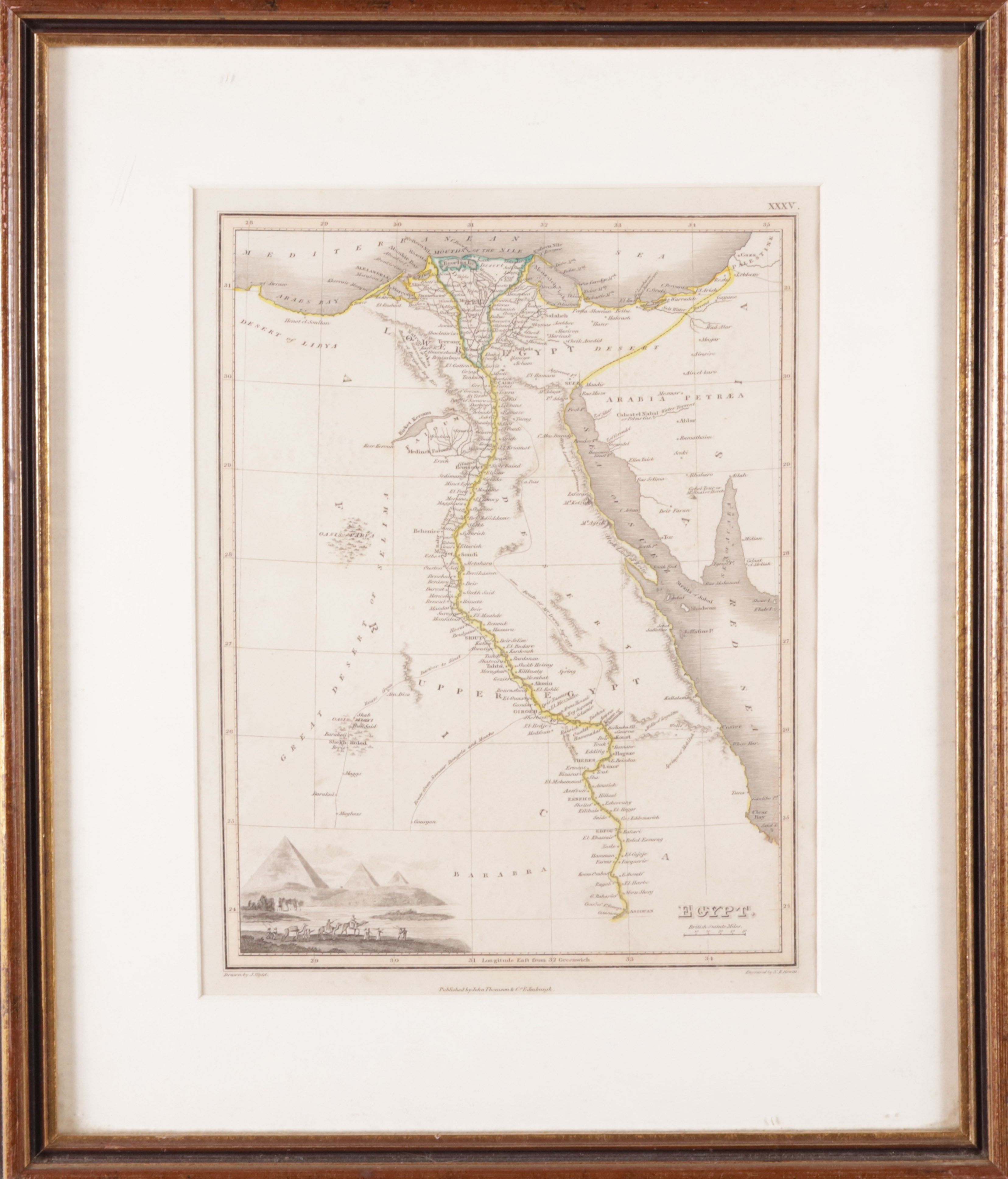 N.R. Hewitt Engraved Map of Egypt 19th Century - N.R. Hewitt Engraved ...