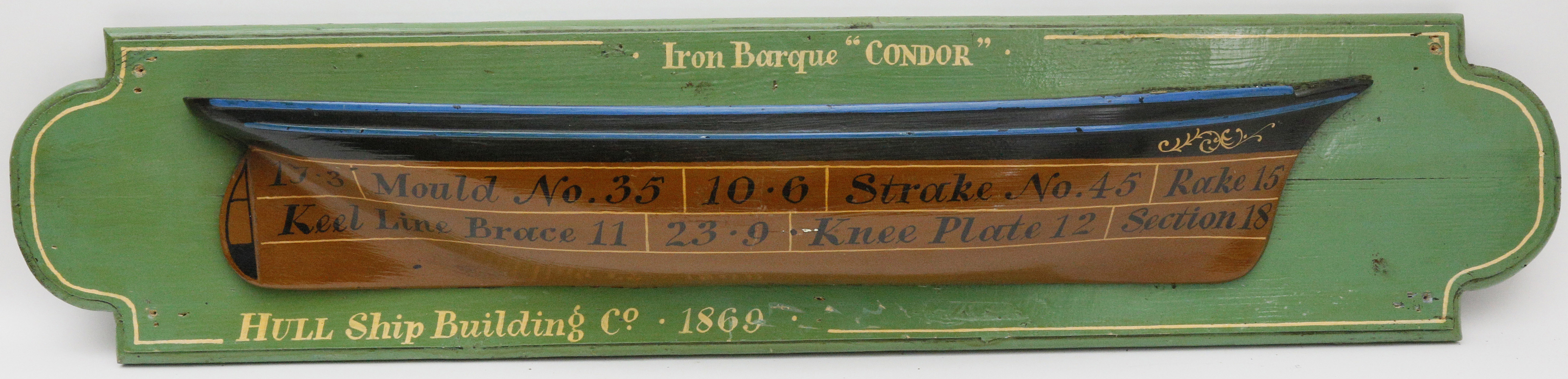 Wooden Half Hull Model Condor - Carved and Painted Wooden Half Hull ...