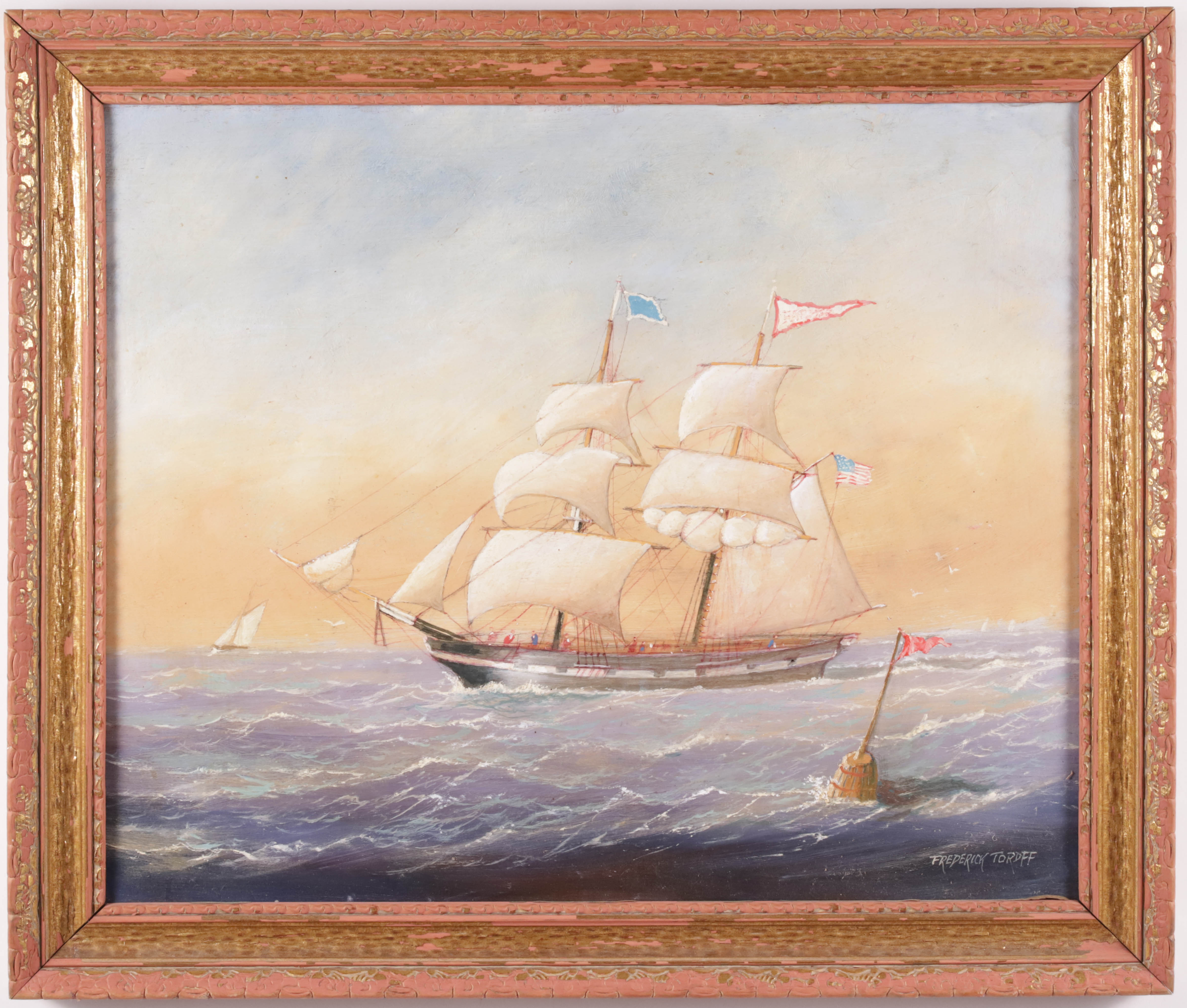 Frederick Tordoff Acrylic on Artist Board "Merchant Trading Brig Farmer ...