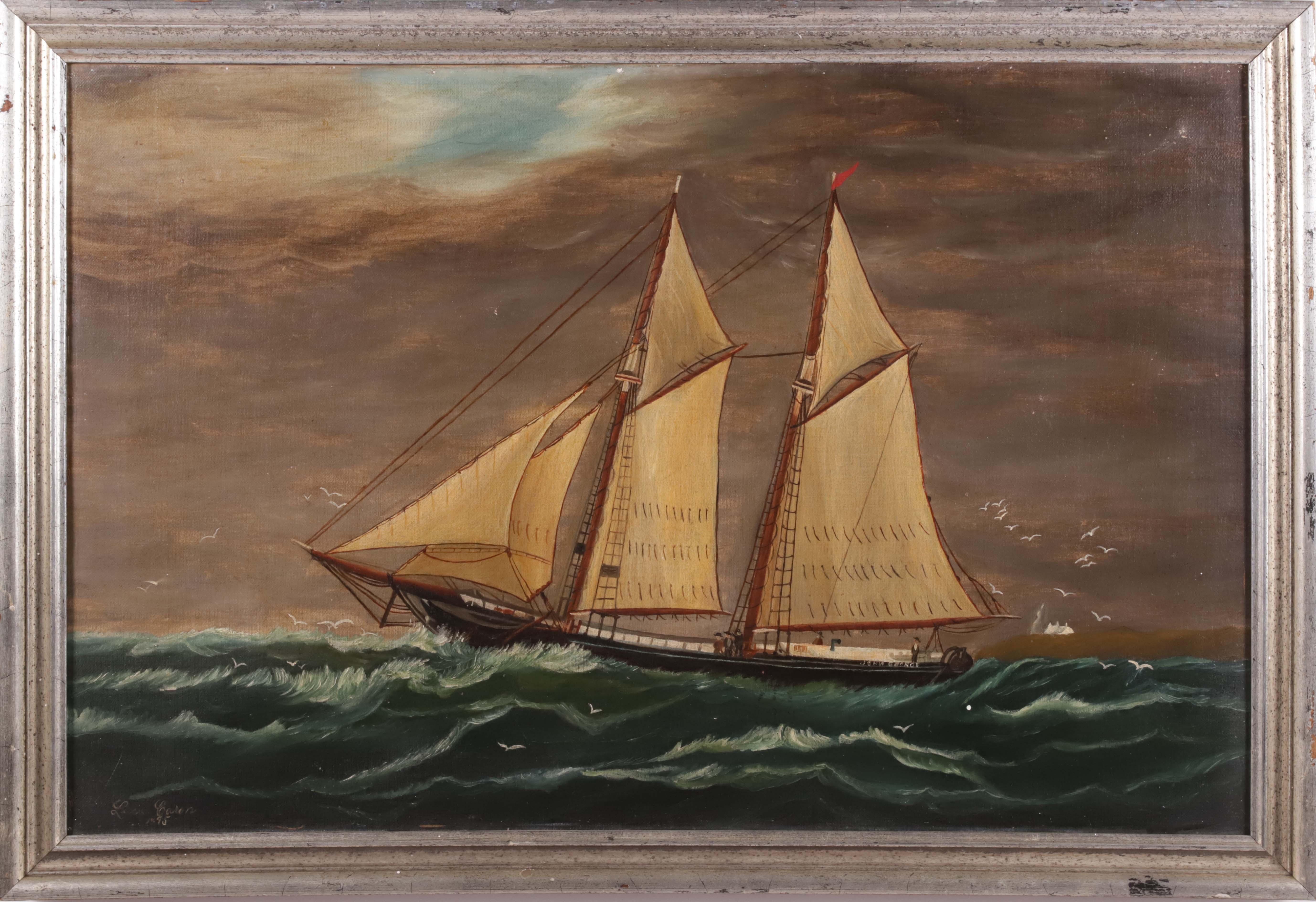 Luca Caron Oil on Canvas "Gaff Rigged Schooner John George" - Luca ...