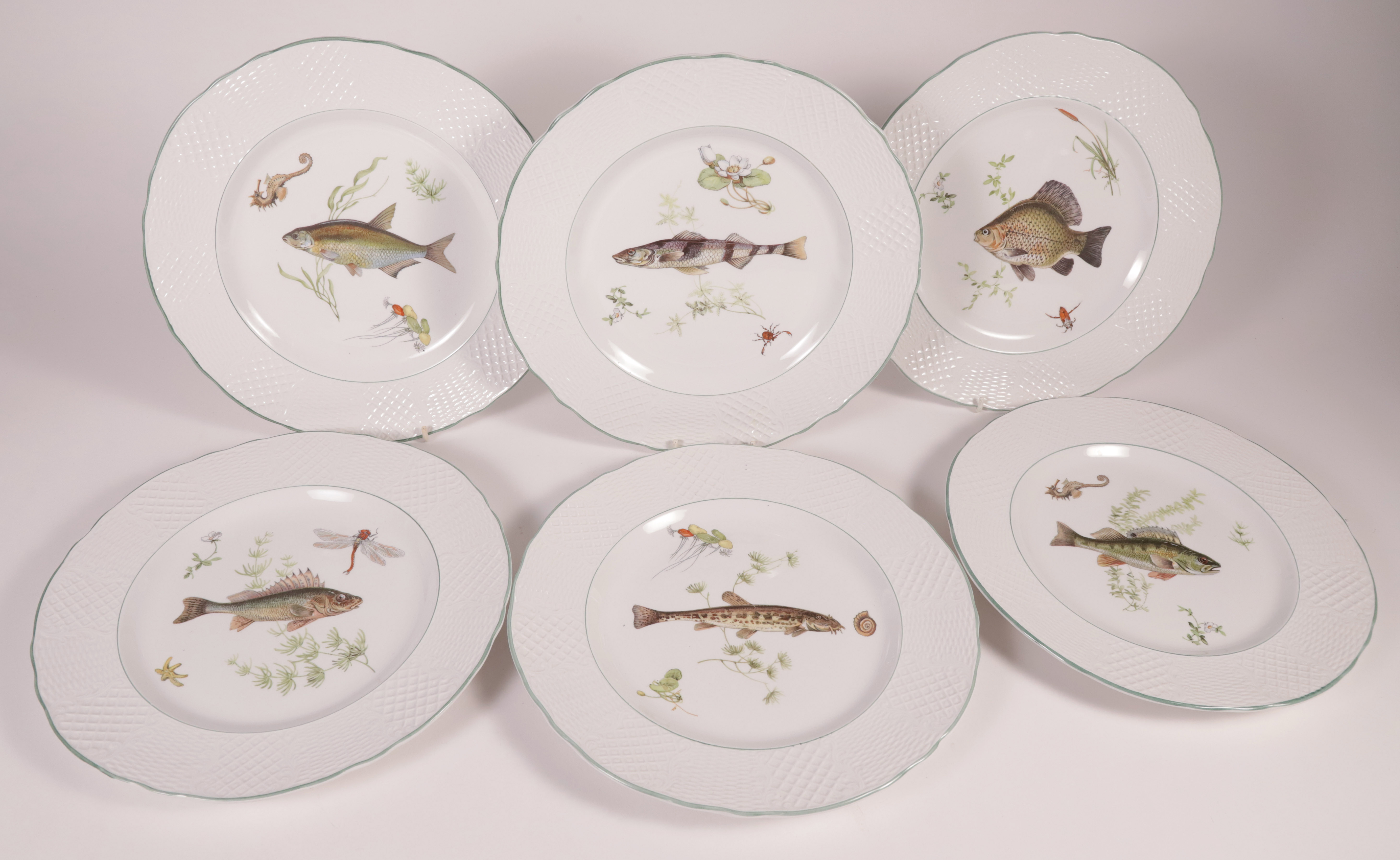 Set of Six Marlborough Old English Ironstone Embossed Boarder Dinner ...