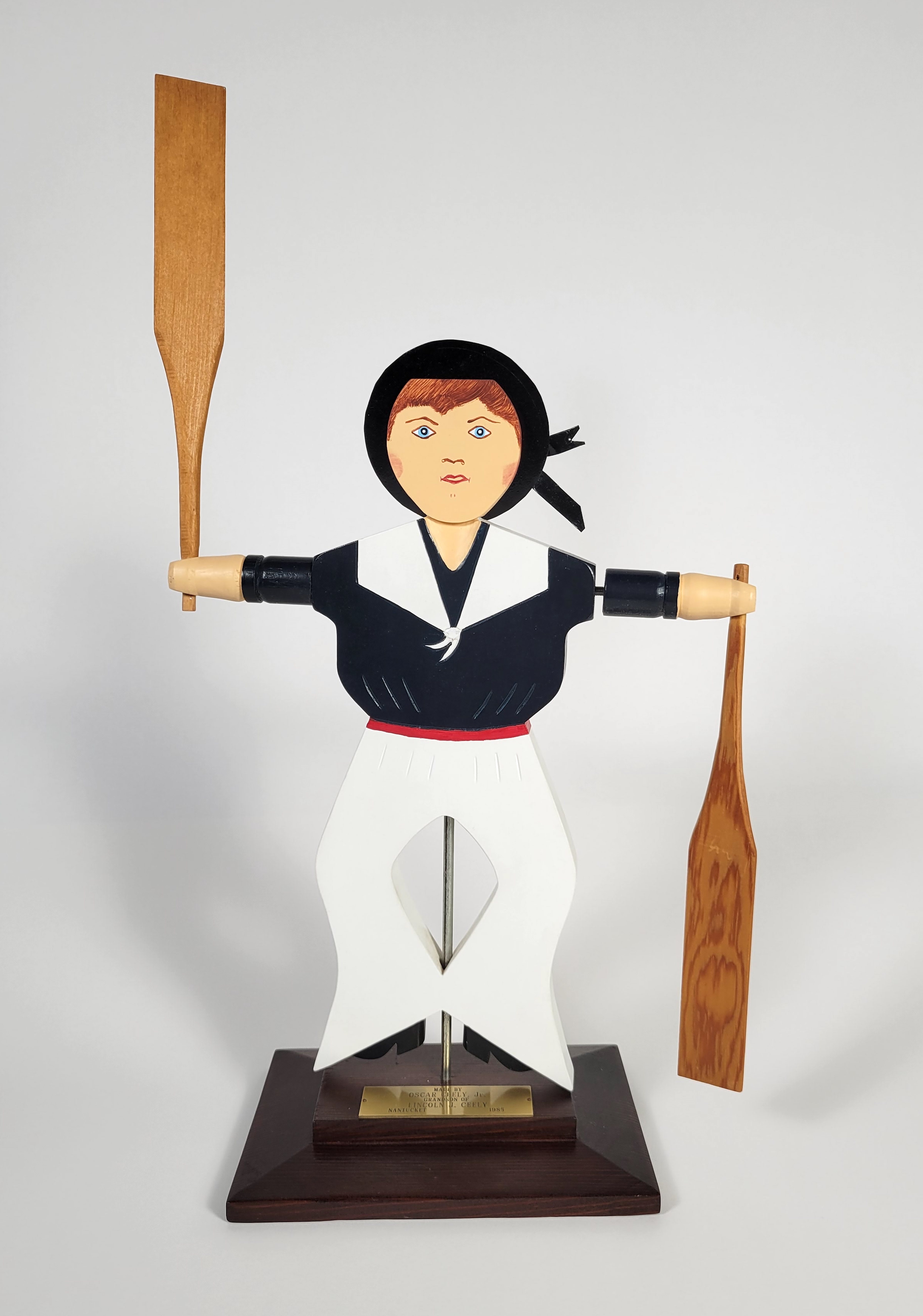 1985 Oscar Ceely Jr. Carved and Painted Nantucket Sailor Boy Whirligig ...