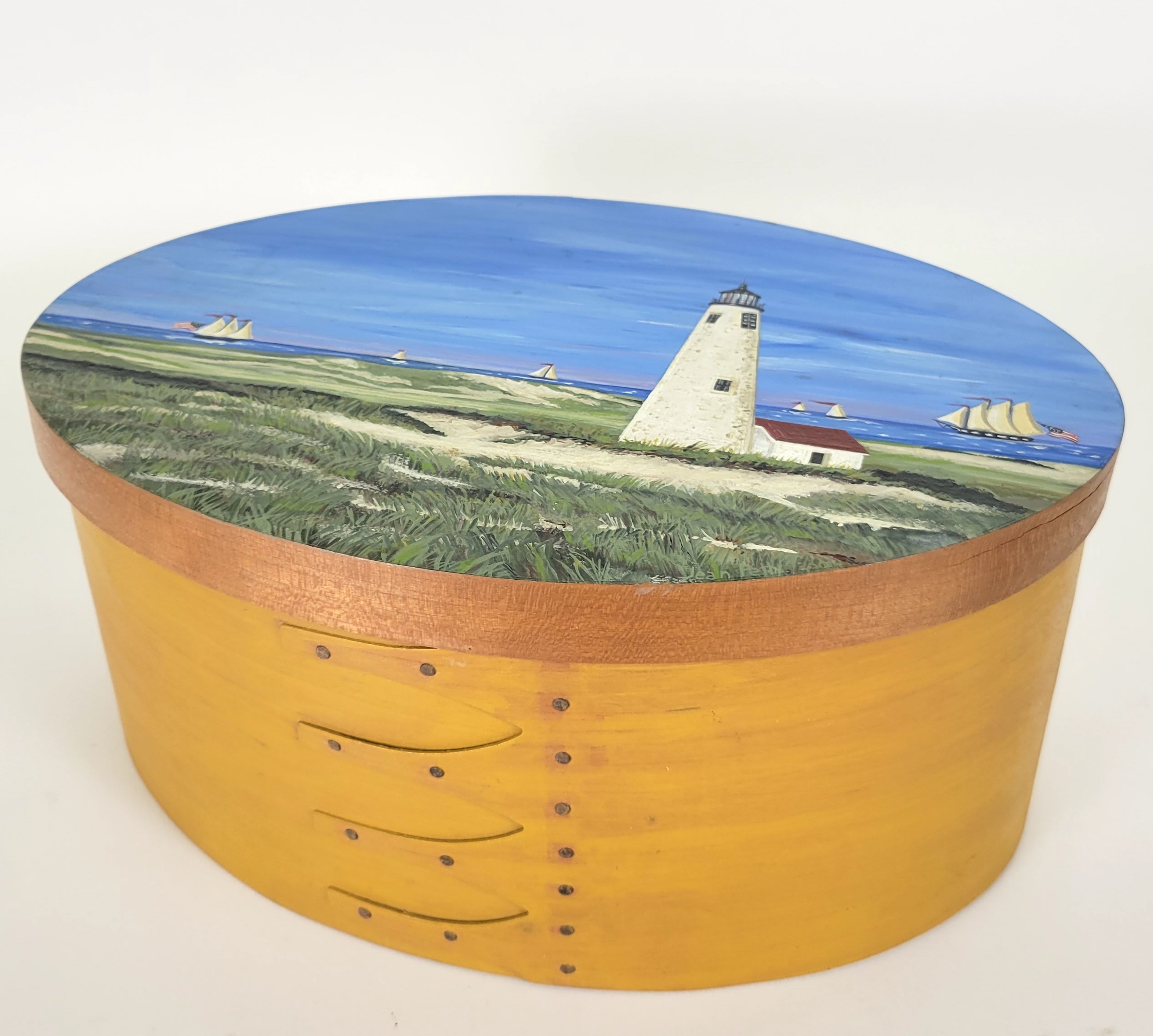 Jean Petty Paint Decorated Great Point Lighthouse Nantucket Band Box ...