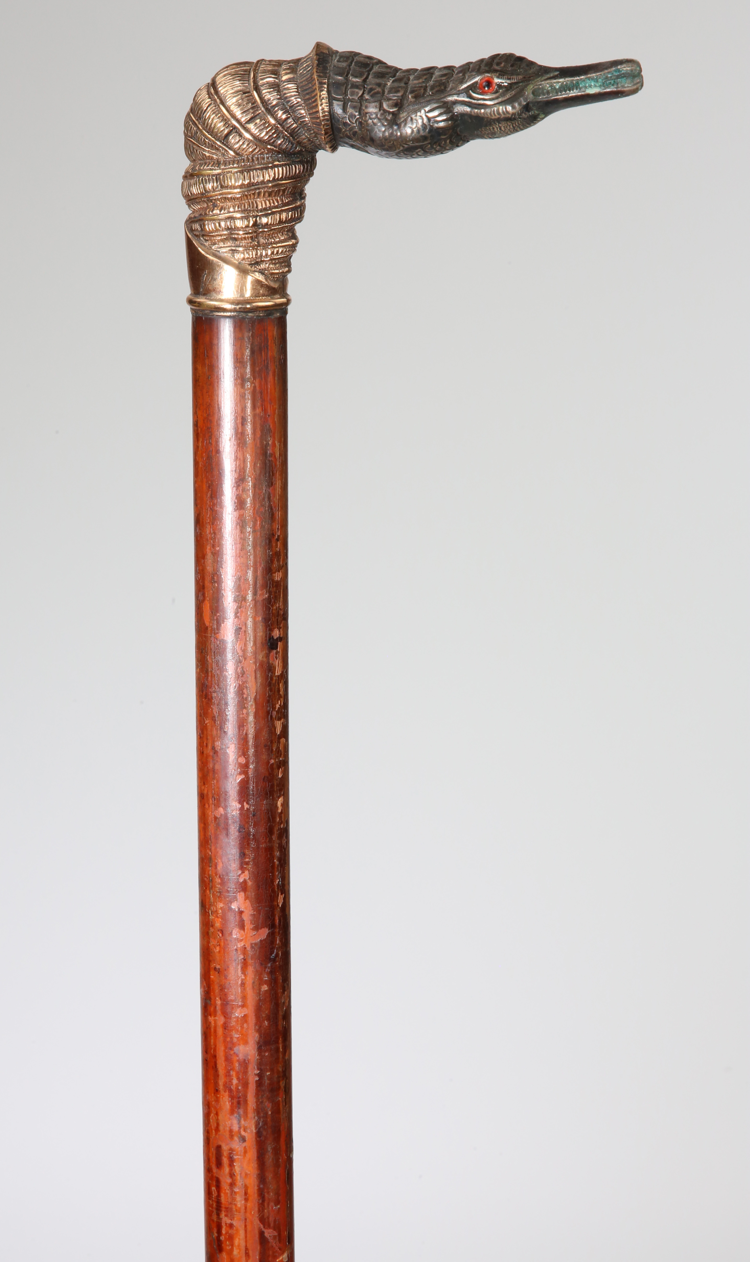 Antique Patina Metal Alligator Handled Cane - Antique Patina Metal ...