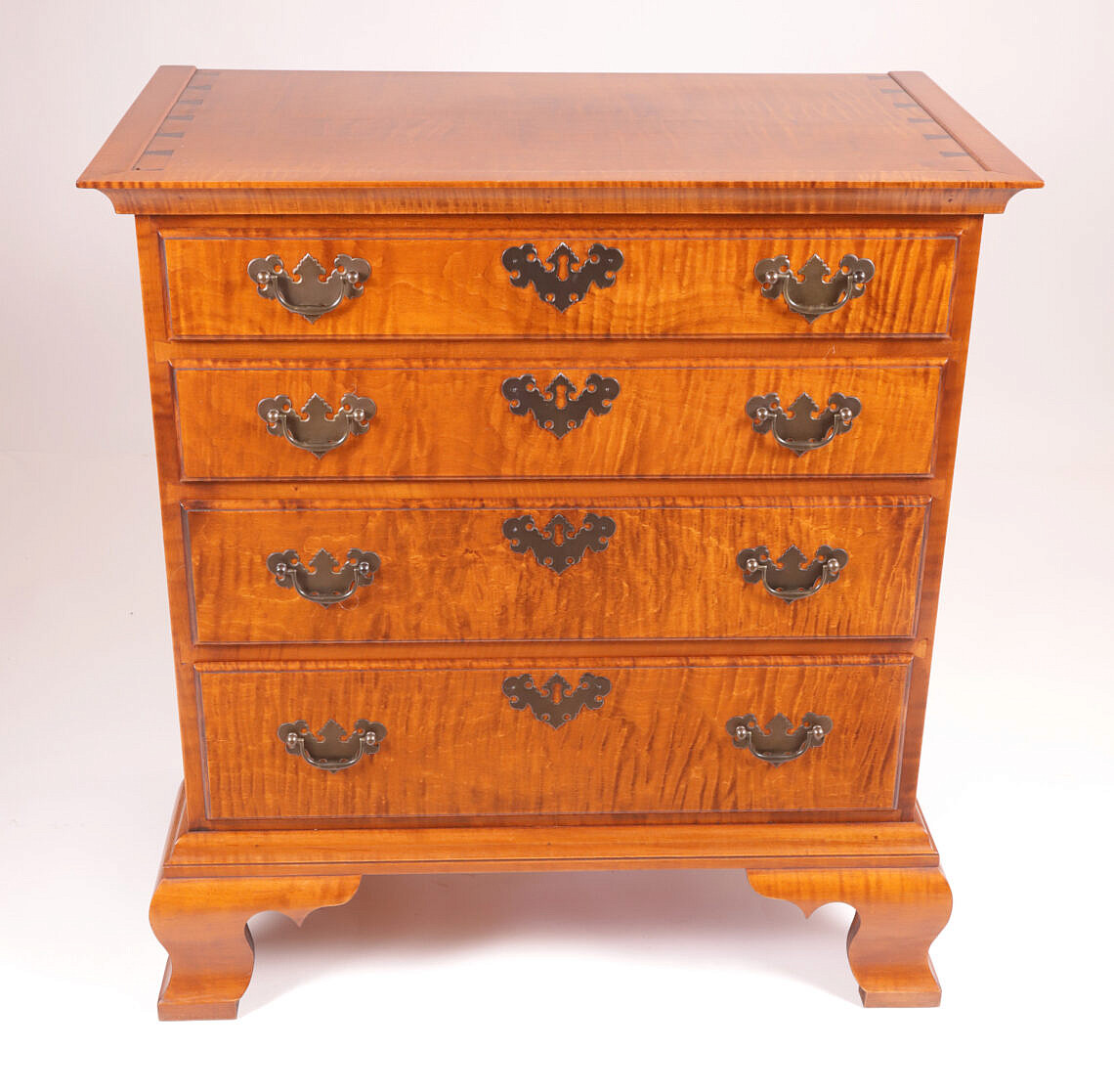 David Lefort Chippendale Style Tiger Maple Dwarf Chest of Drawers Circa ...