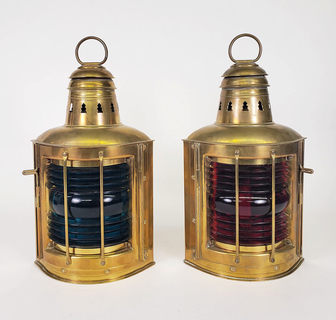 Perkins Port Starboard Ship Lights - Pair of Antique Perkins Brass Port ...