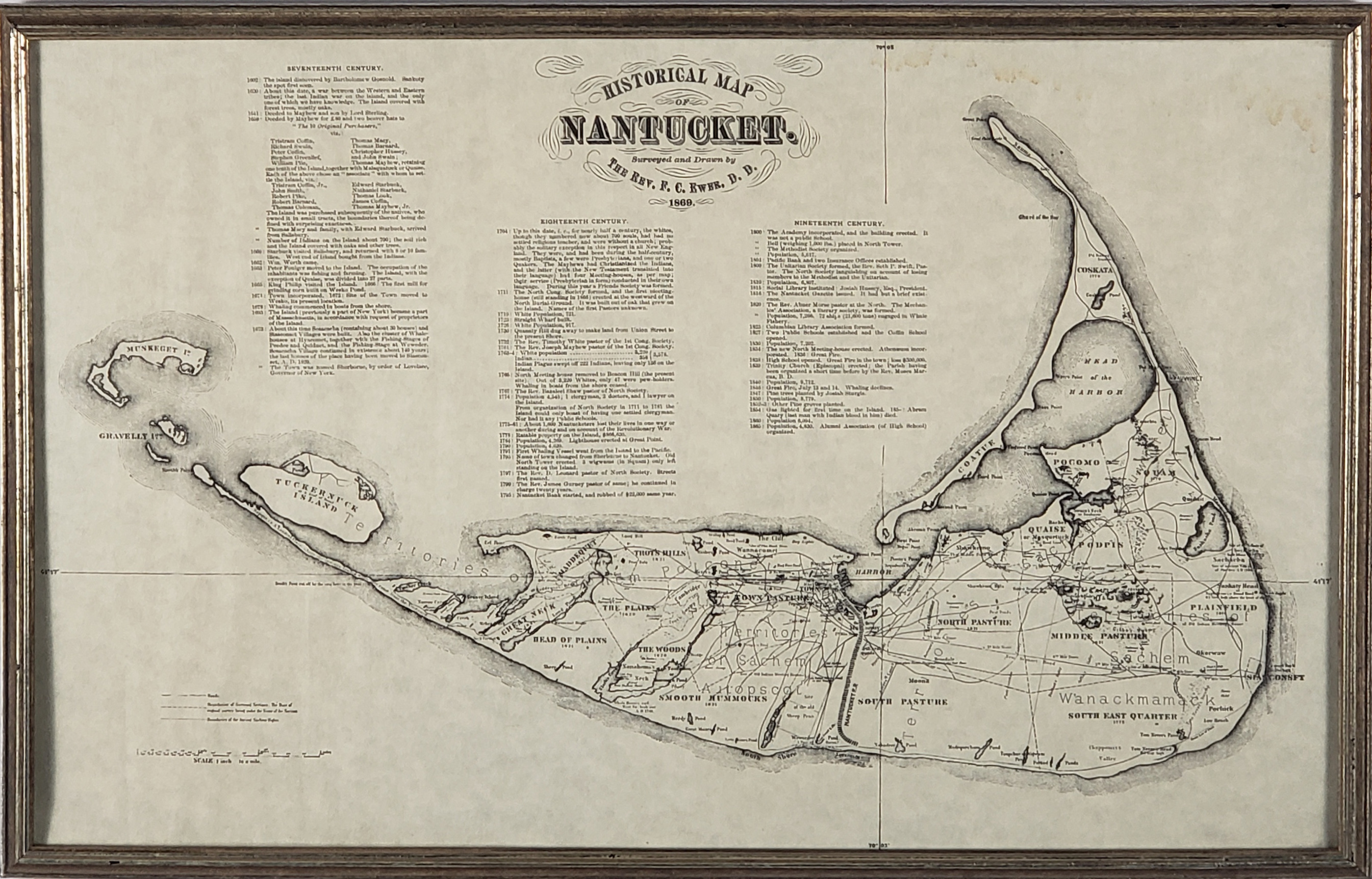 Ewer Historical Nantucket Map - Reverend F.C. Ewer 1869 Historical Map ...