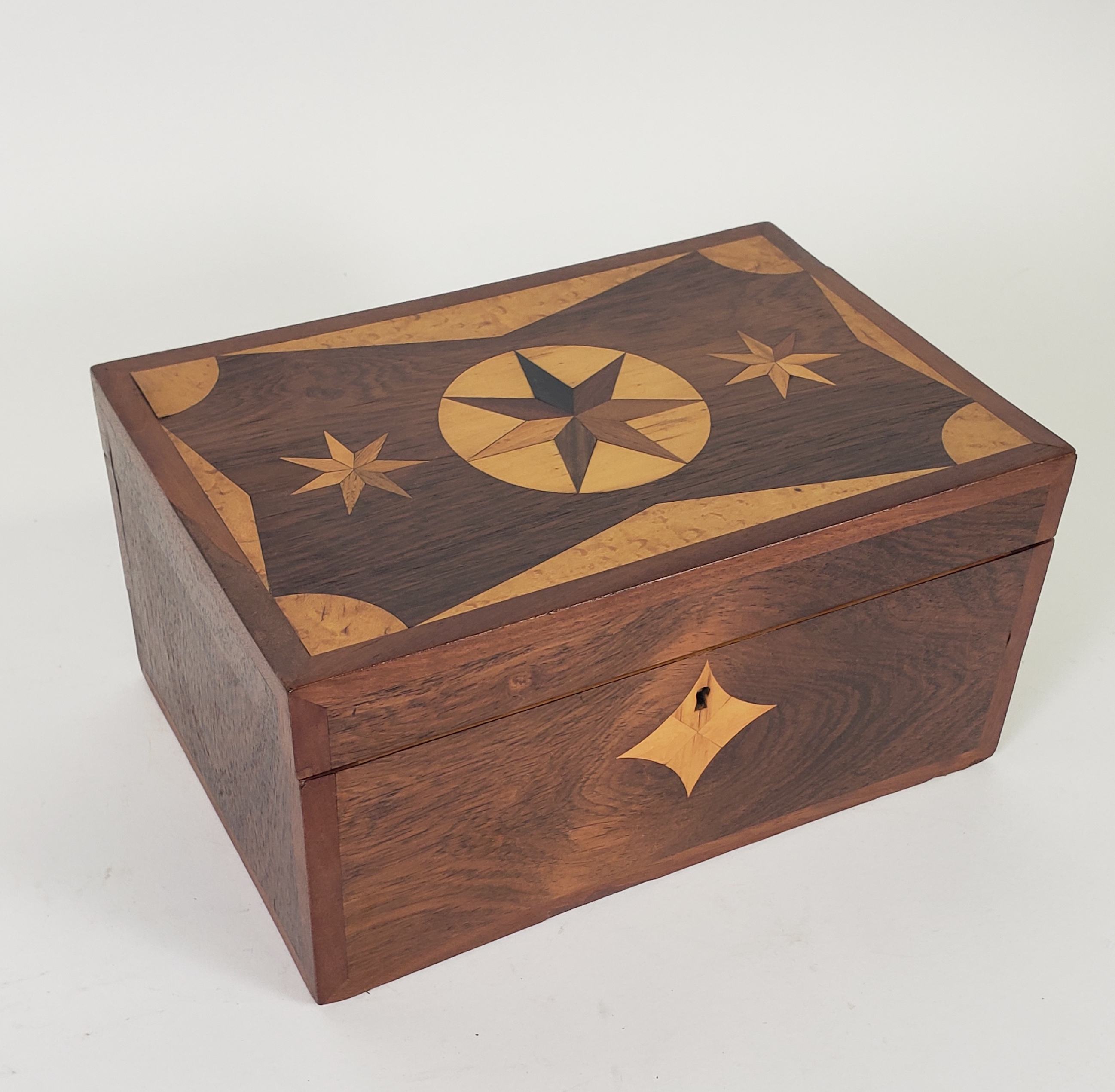 Antique Bird's Eye Maple Star Inlaid Box - Antique Bird's Eye Maple ...