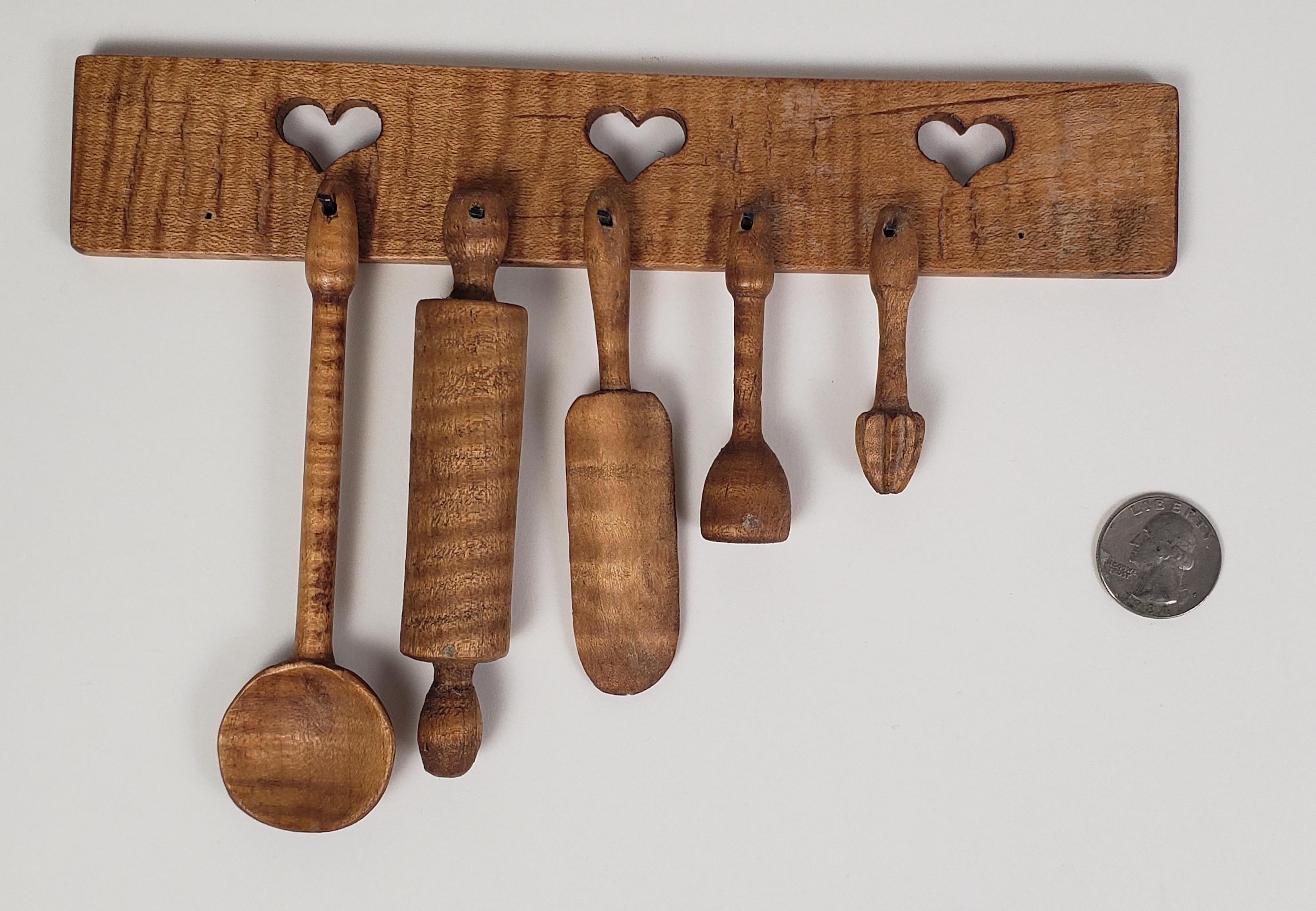 Tiger Maple Kitchen Utensils - Vintage Tiger Maple Miniature Salesman ...