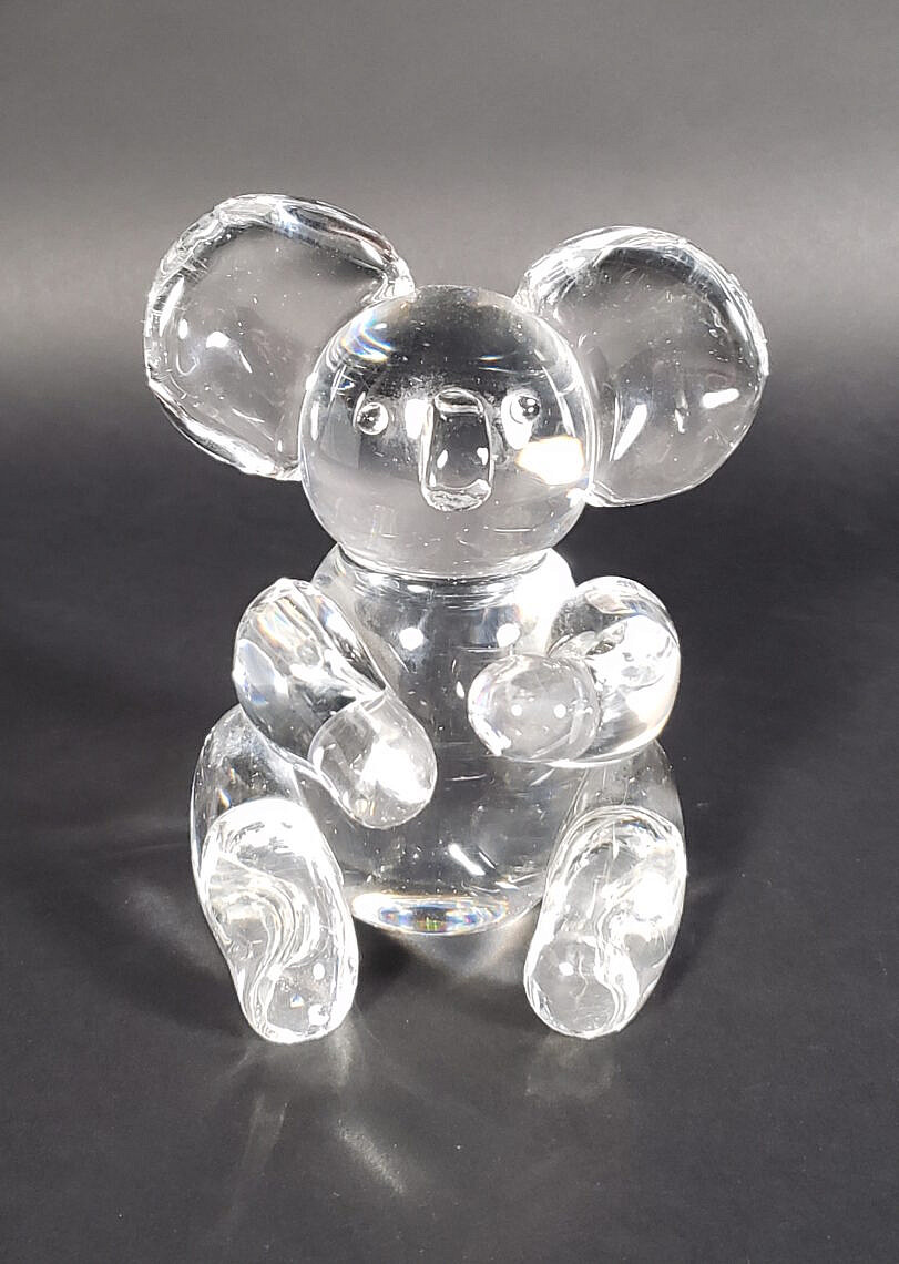 Steuben Crystal Glass Koala Bear - Signed Steuben Clear Crystal Figural Koala Bear Sculpture ...