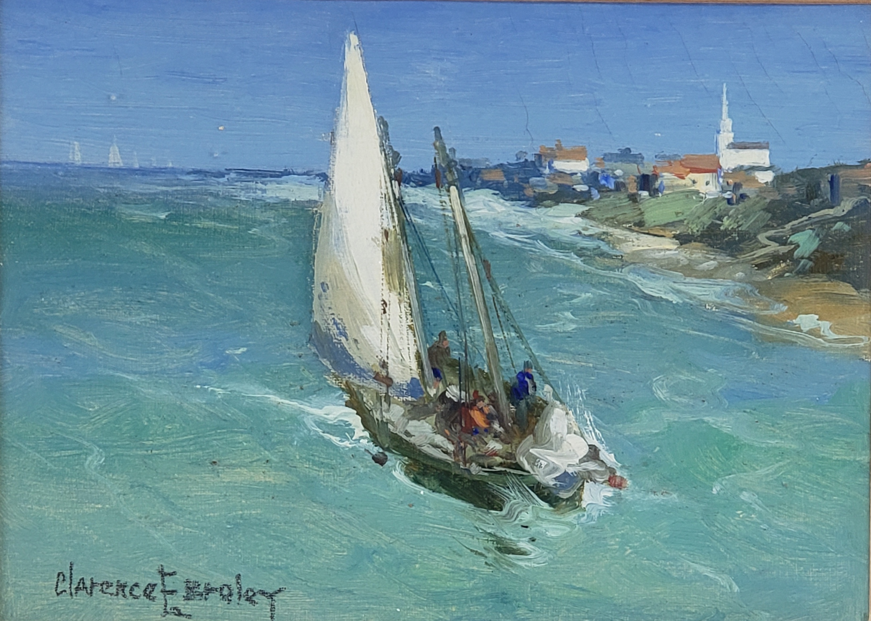 Clarence Brayley Coastal Oil Painting - Clarence E. Braley Oil on ...