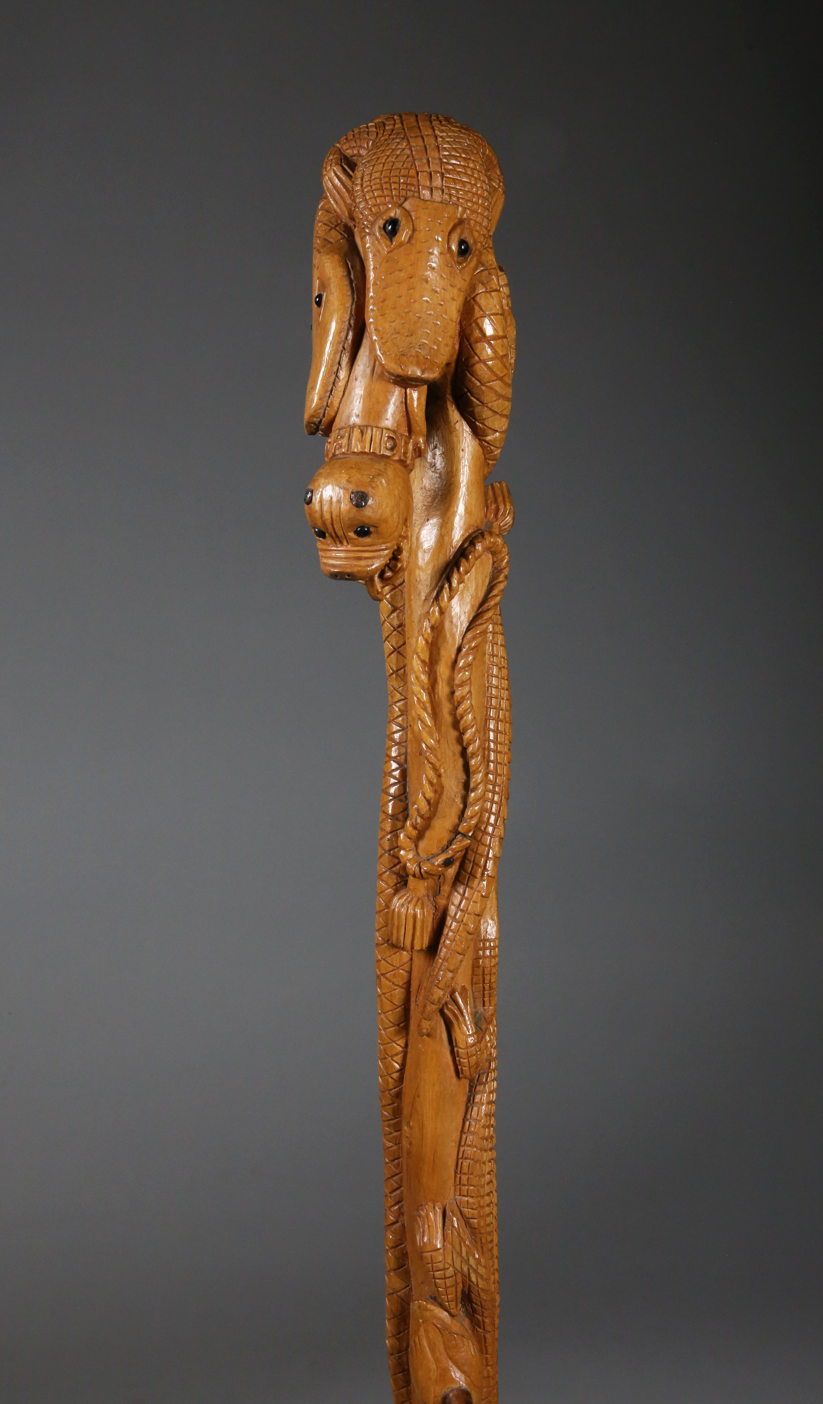 Outstanding Carved Wood American Fold Art Cane By "Schnider ...