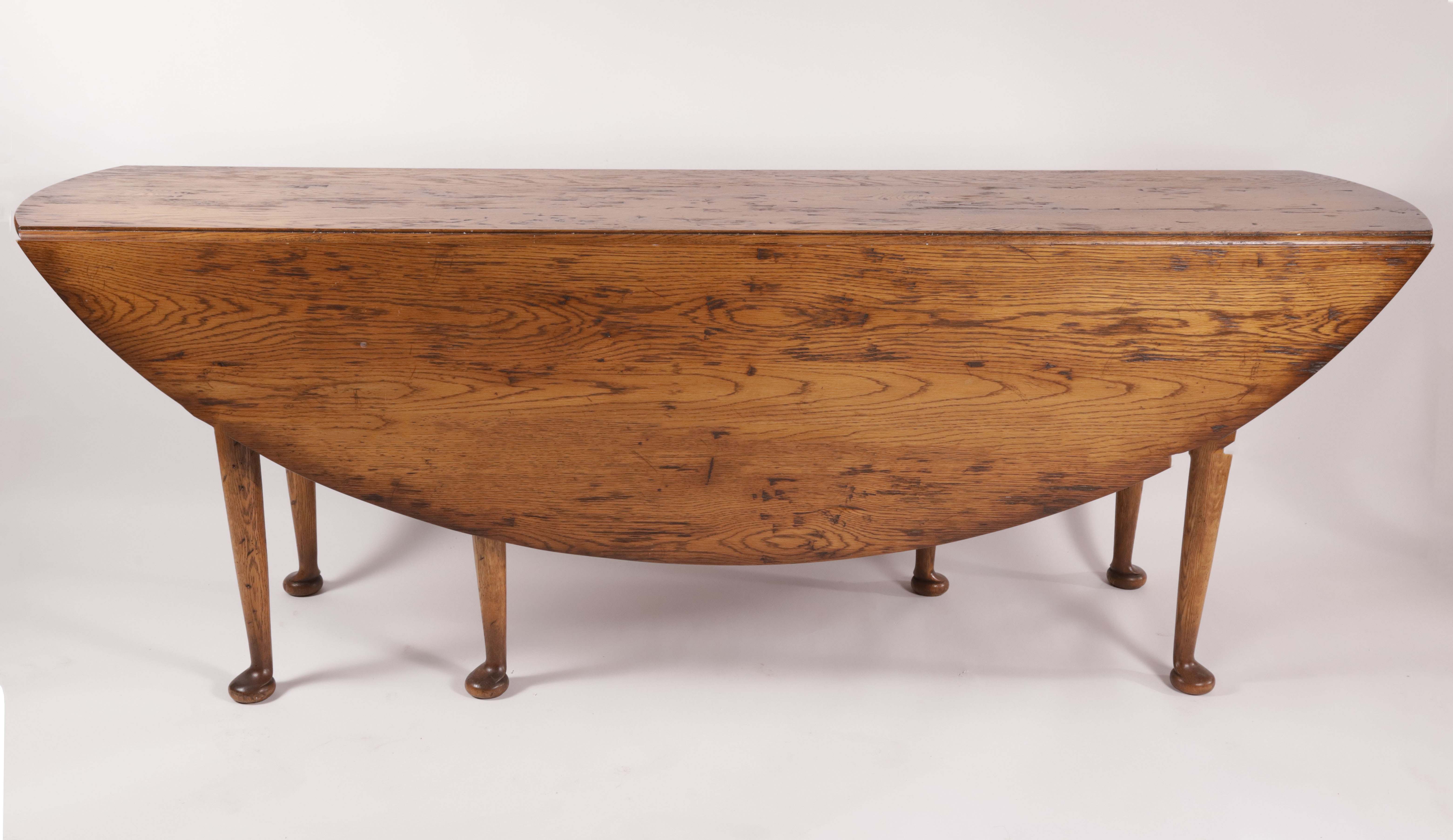 Signed D.R. Dimes Queen Anne Style Oak Dining Table - Signed D.R. Dimes ...