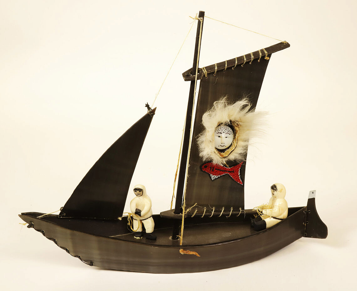 Vintage Inuit Carved Baleen Umiak Sailboat Circa 1950's - Vintage Inuit ...