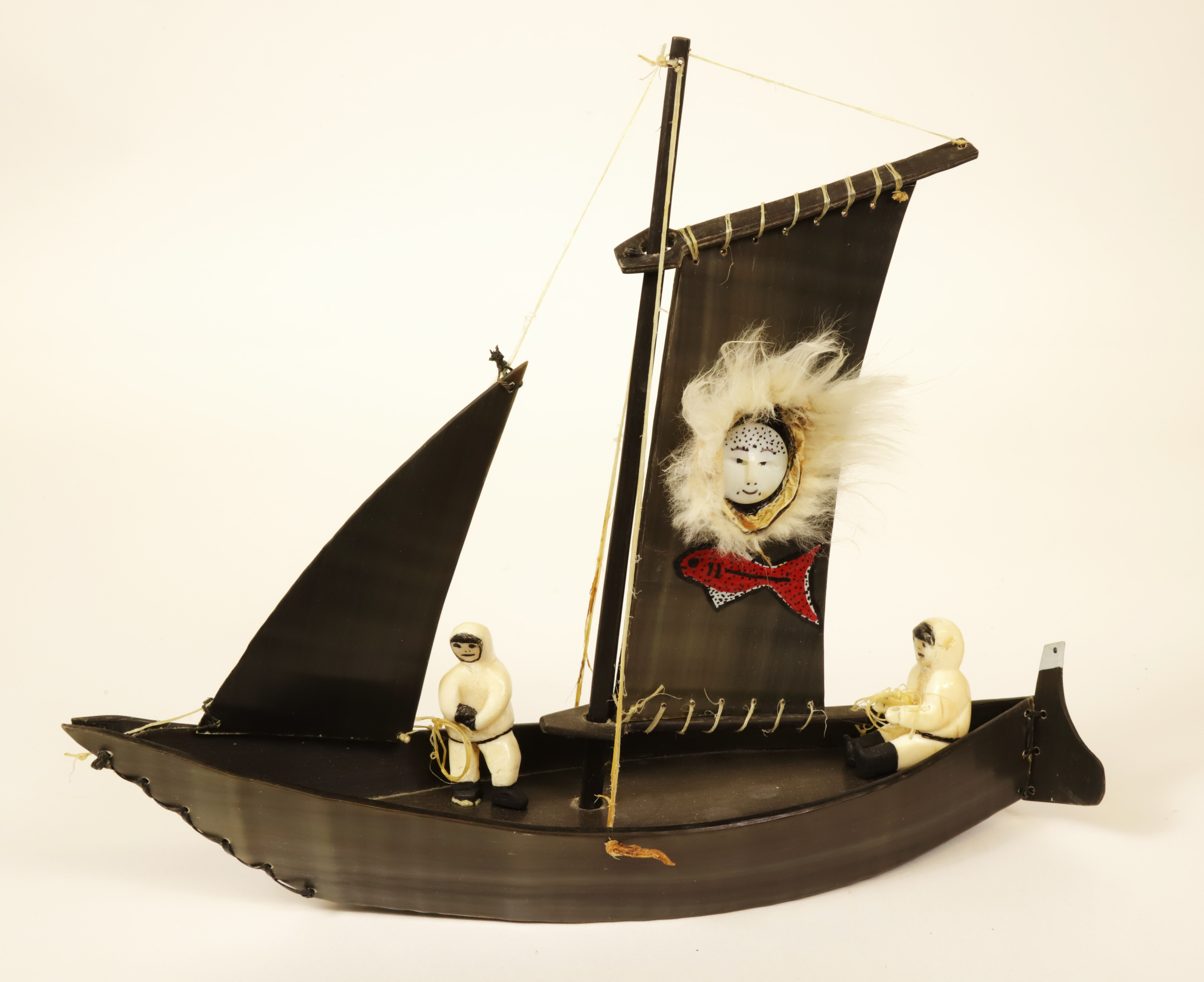 Vintage Inuit Carved Baleen Umiak Sailboat Circa 1950's - Vintage Inuit ...