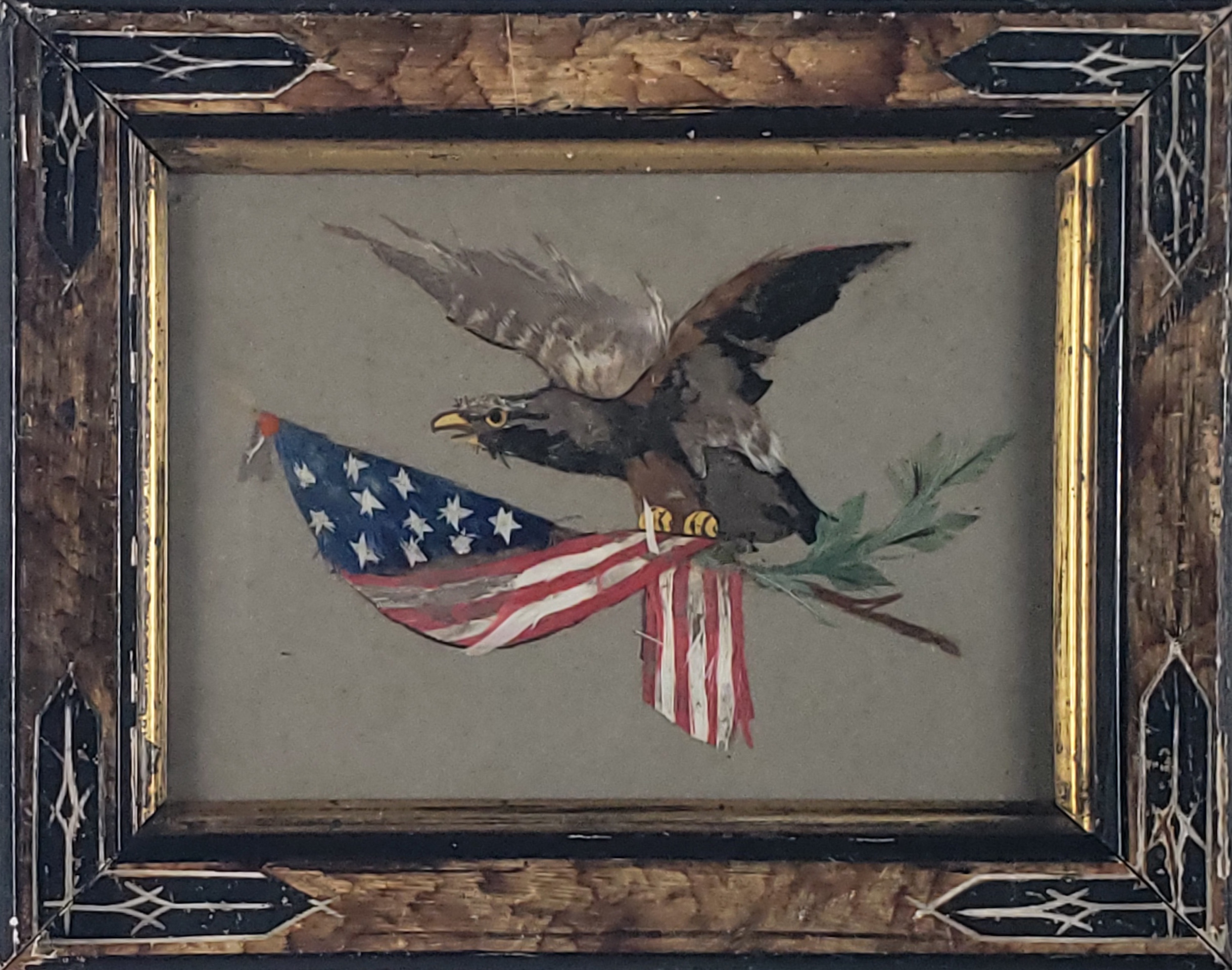 Antique American Folk Art Mixed Media Eagle - Antique American Folk Art Mixed Media Federal ...