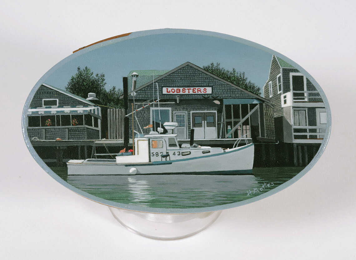 Harriet Mottes Very Finely Painted Nantucket Scene on a Cherry Shaker ...