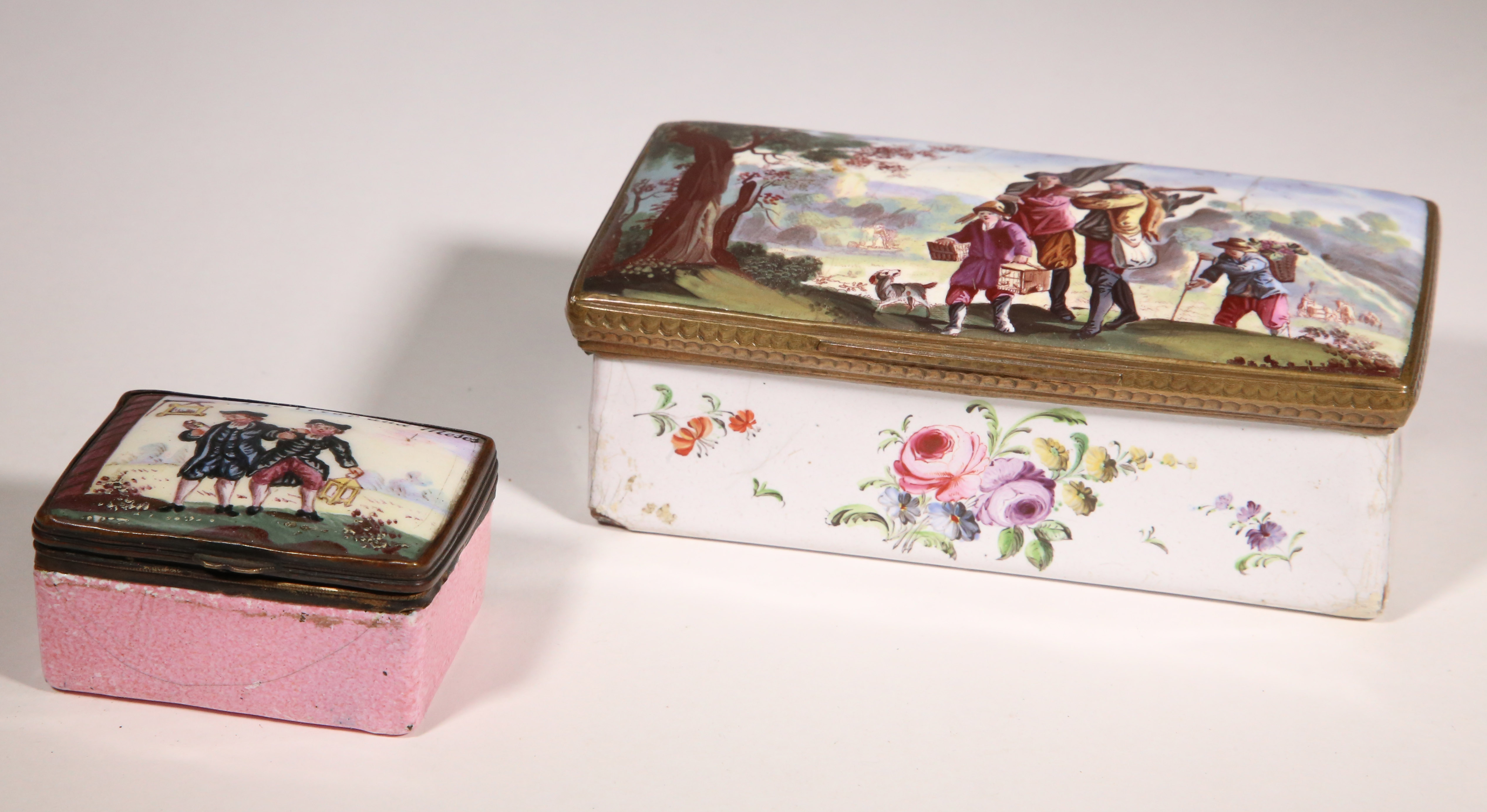 Two English Battersea Enamel Boxes Late 18th Century - Two English ...