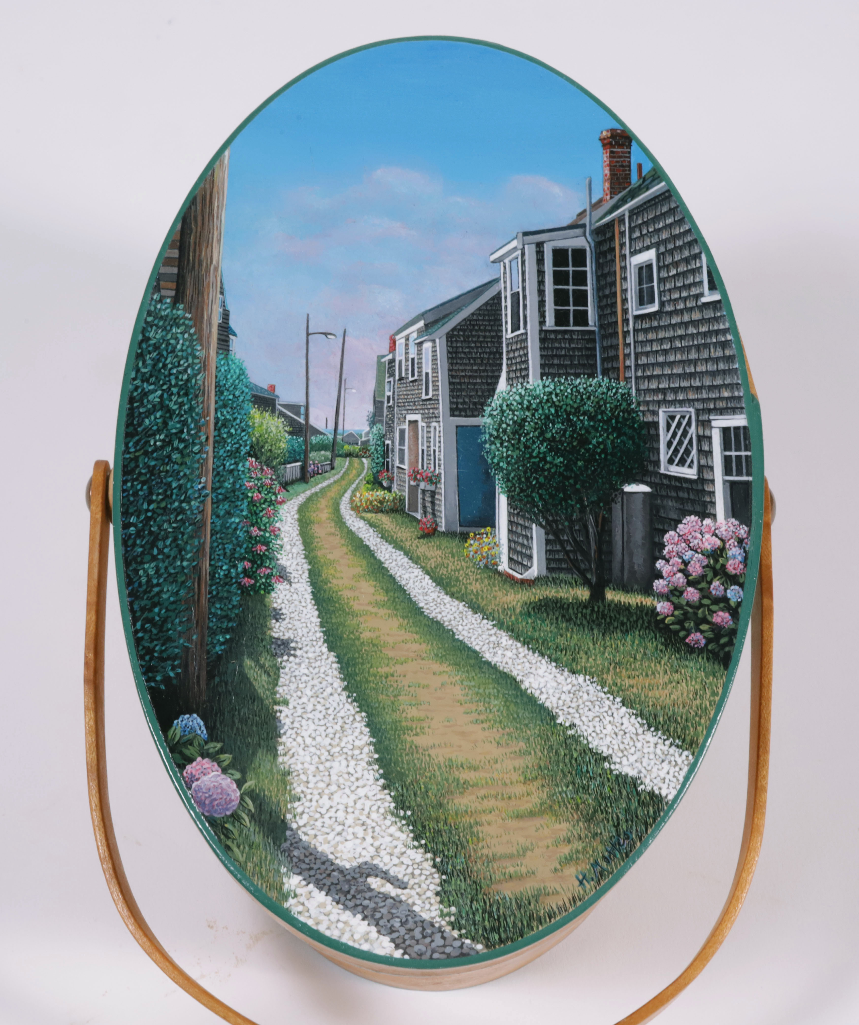 Harriet Mottes Very Finely Painted Nantucket Scene on a Cherry Shaker ...