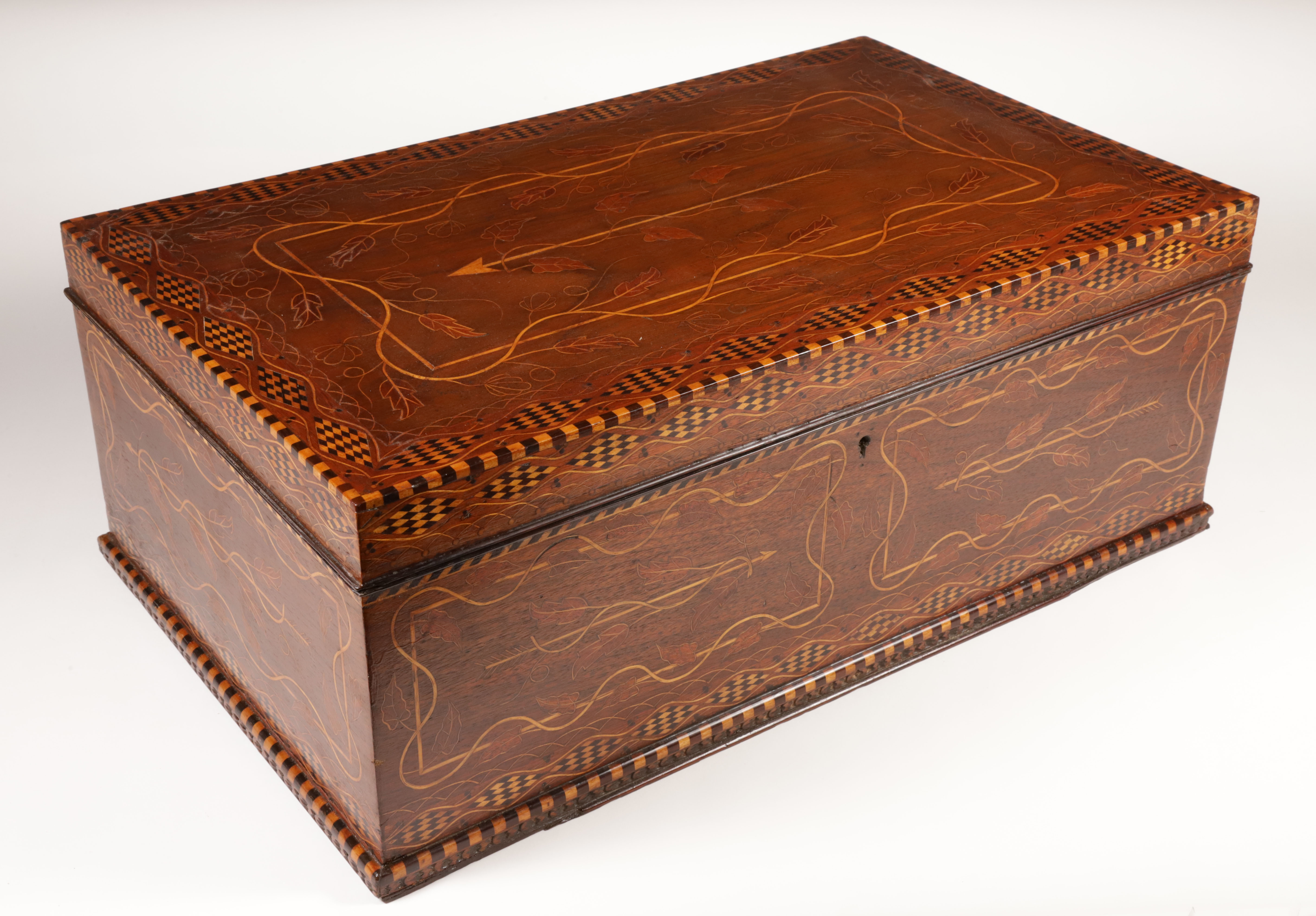 Exceptional Folk Art Multi Wood Inlaid Box 19th Century - Exceptional ...