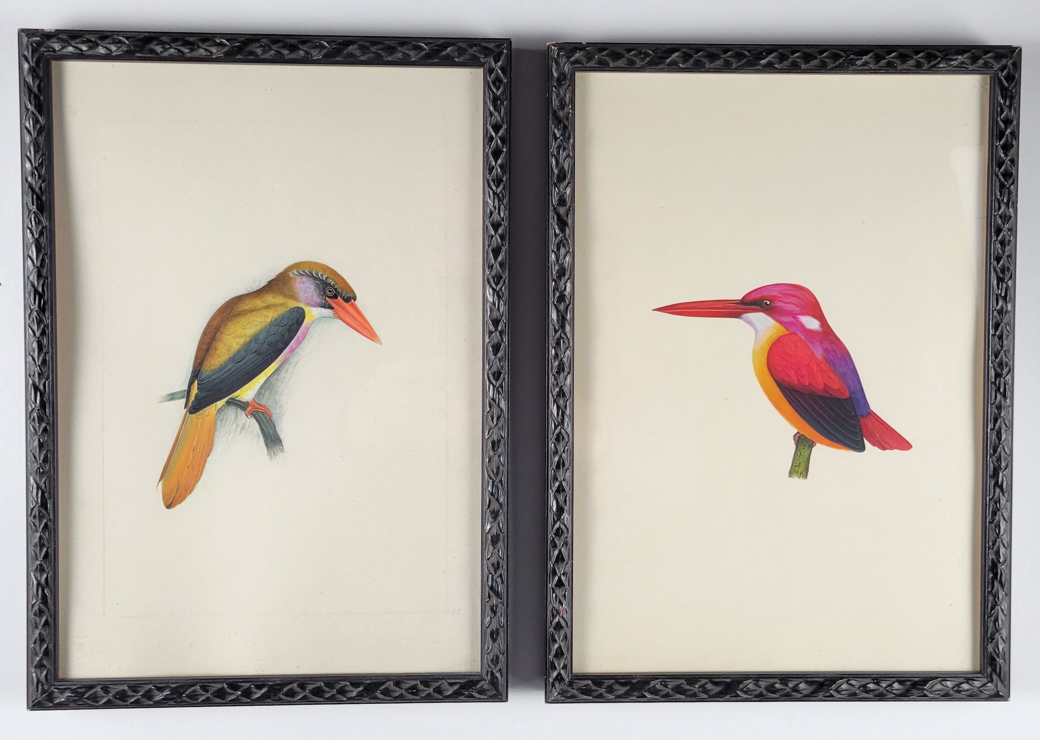 Two Original Nicolas Huet II (French 1770-1830) Watercolor Bird ...