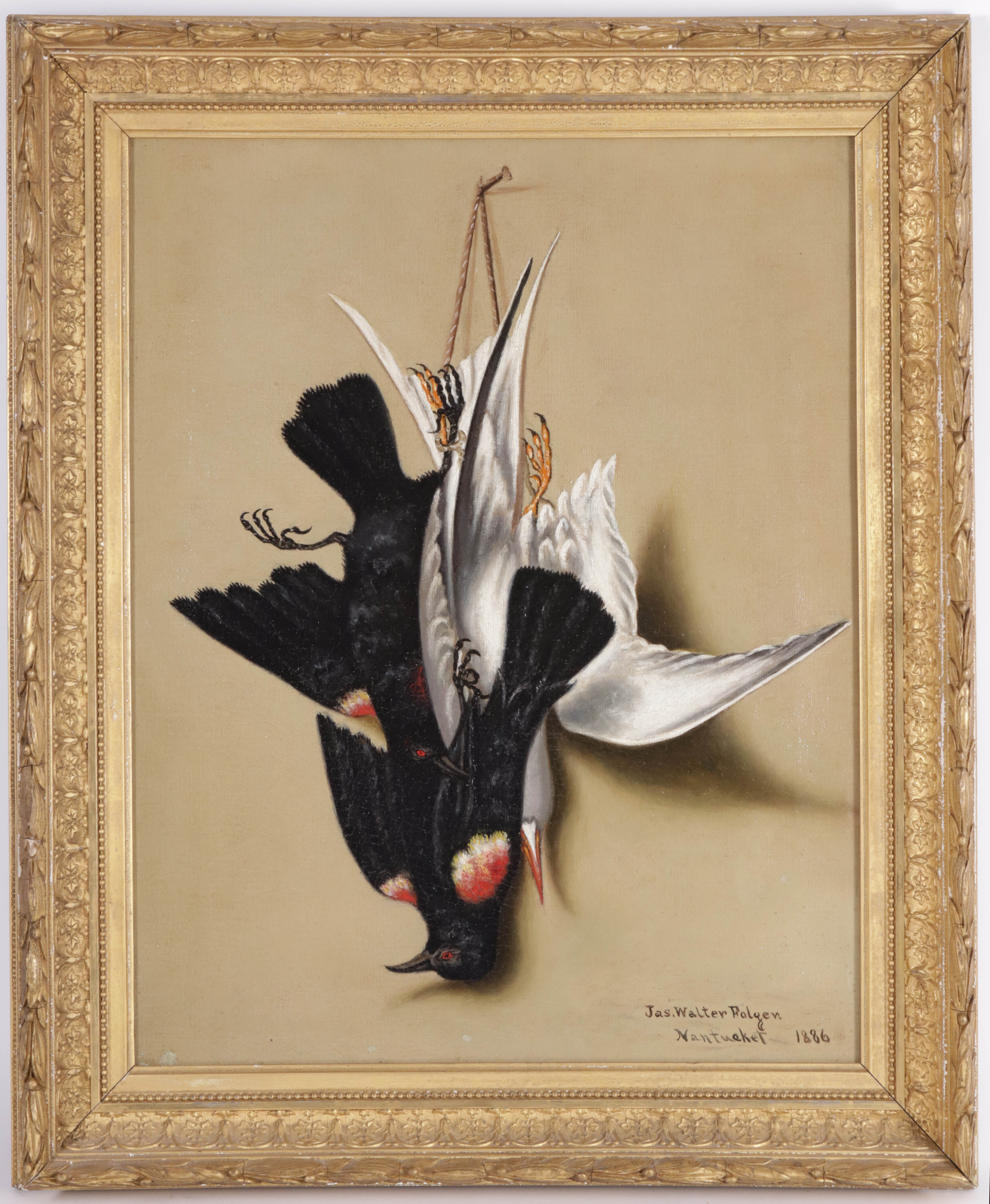 James Walter Folger Oil on Canvas "Game Fowl" circa 1886 - James Walter ...