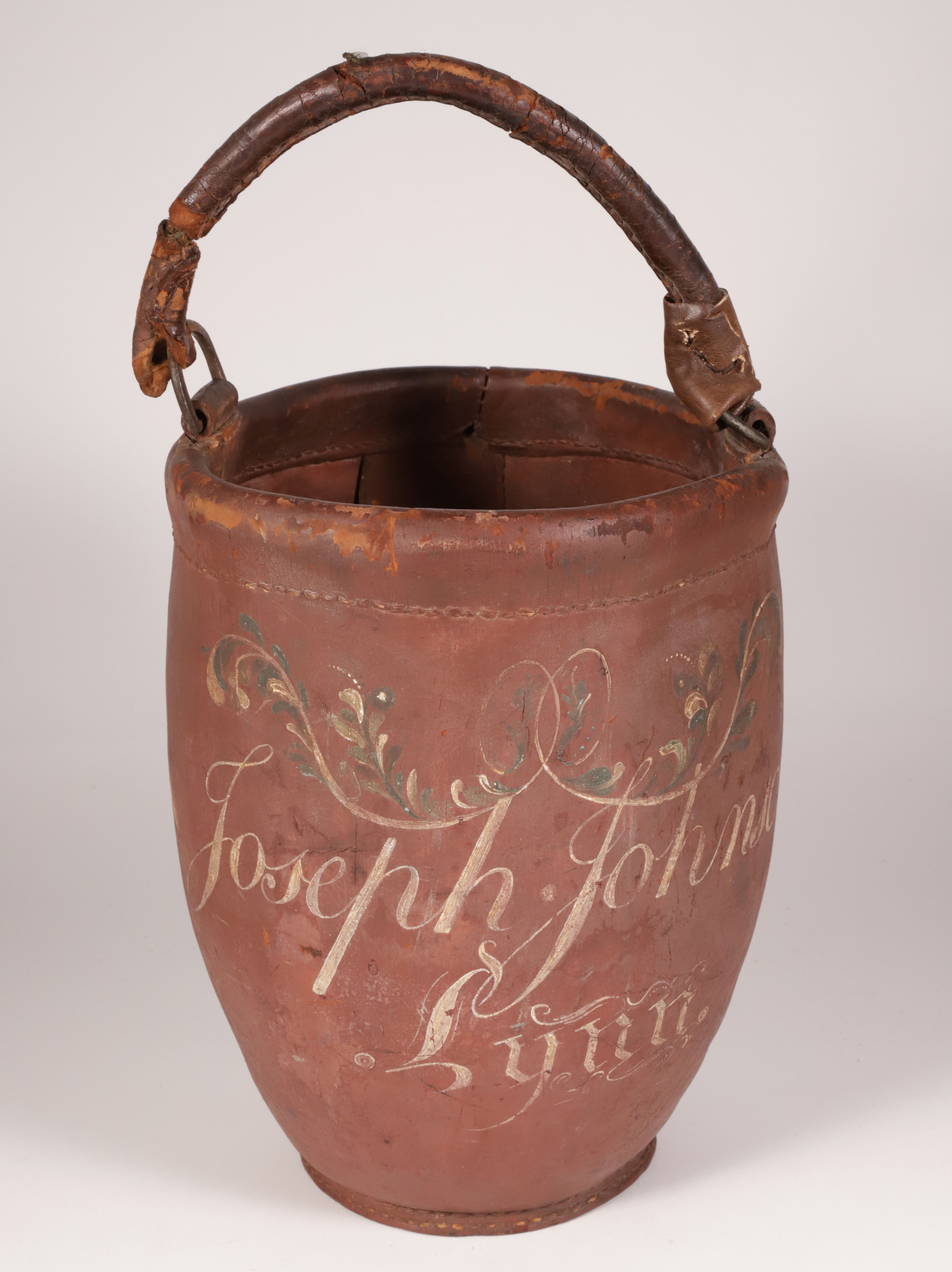 American Painted Leather Fire Bucket 19th Century - American Painted ...