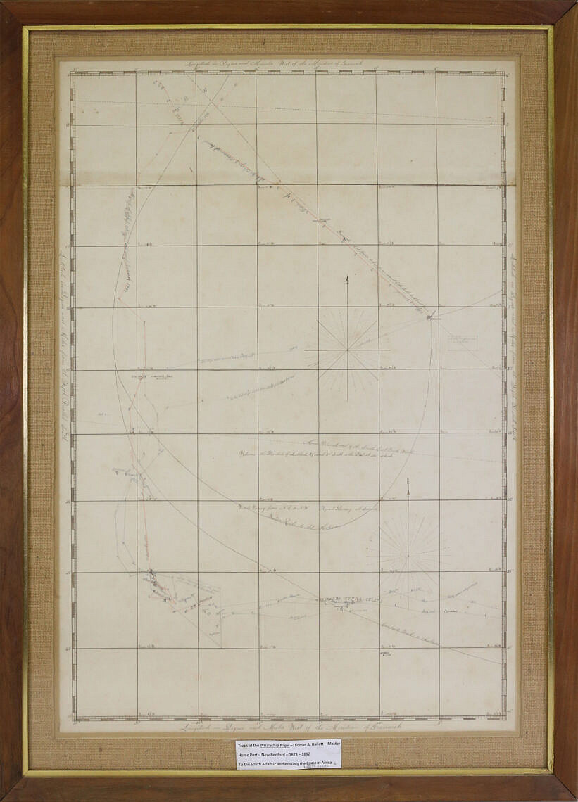 Hand Drawn Ship's Chart of a Whaling Voyage of the Ship Niger to the ...