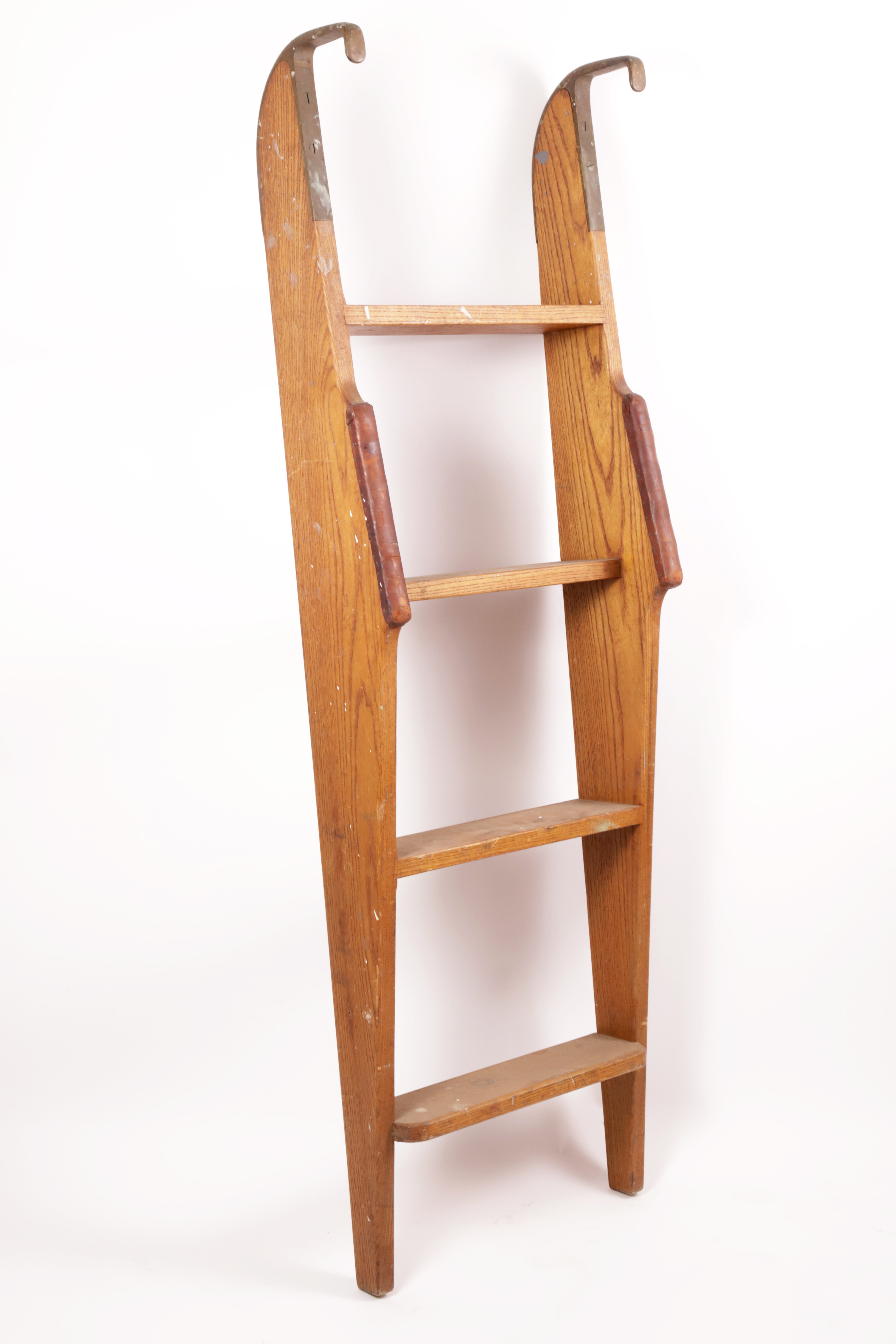 Large 1930s Vintage Oak and Bronze Nautical Yacht Ladder - Large 1930s ...
