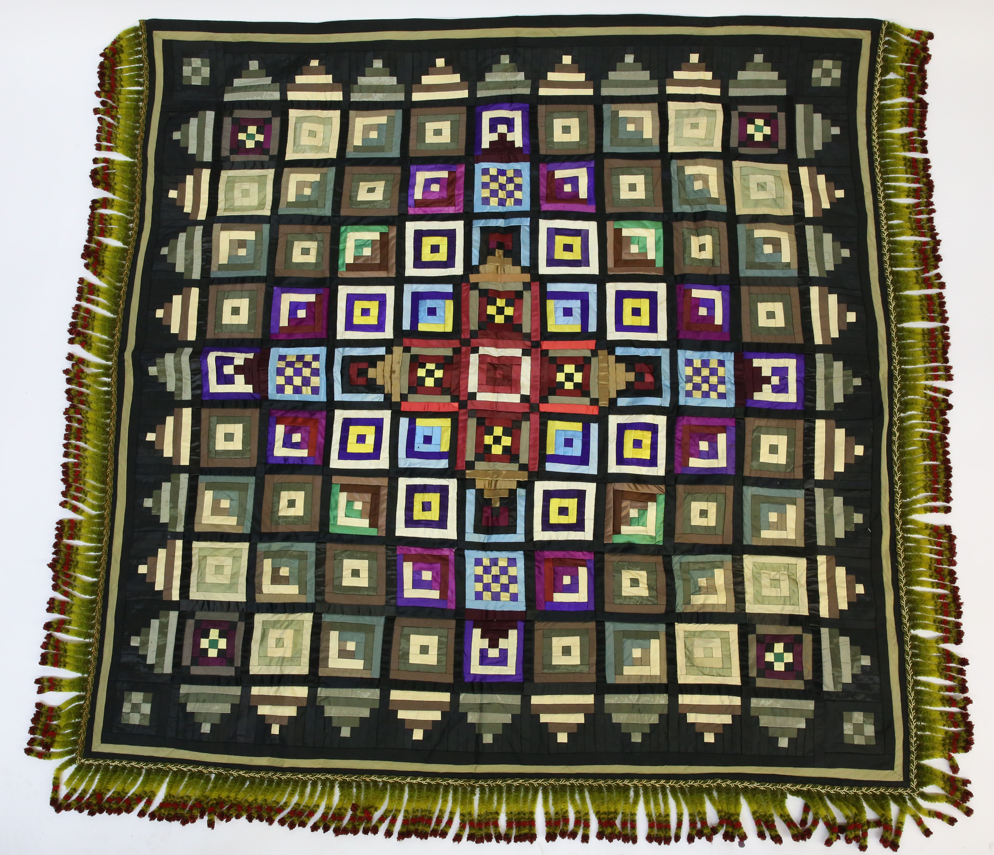 Rare Elizabeth Hussey Nantucket Made Geometric Satin Patchwork Quilt ...